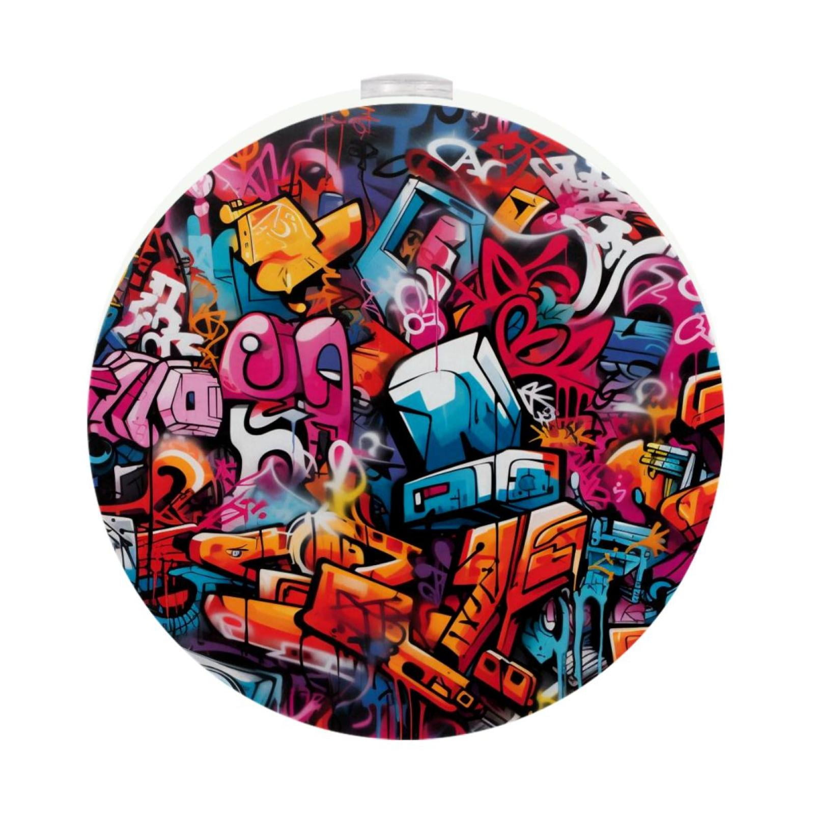 Graffiti LED Round Night Light-2PCS, Energy Efficient Plug-in Wall Lamp ...