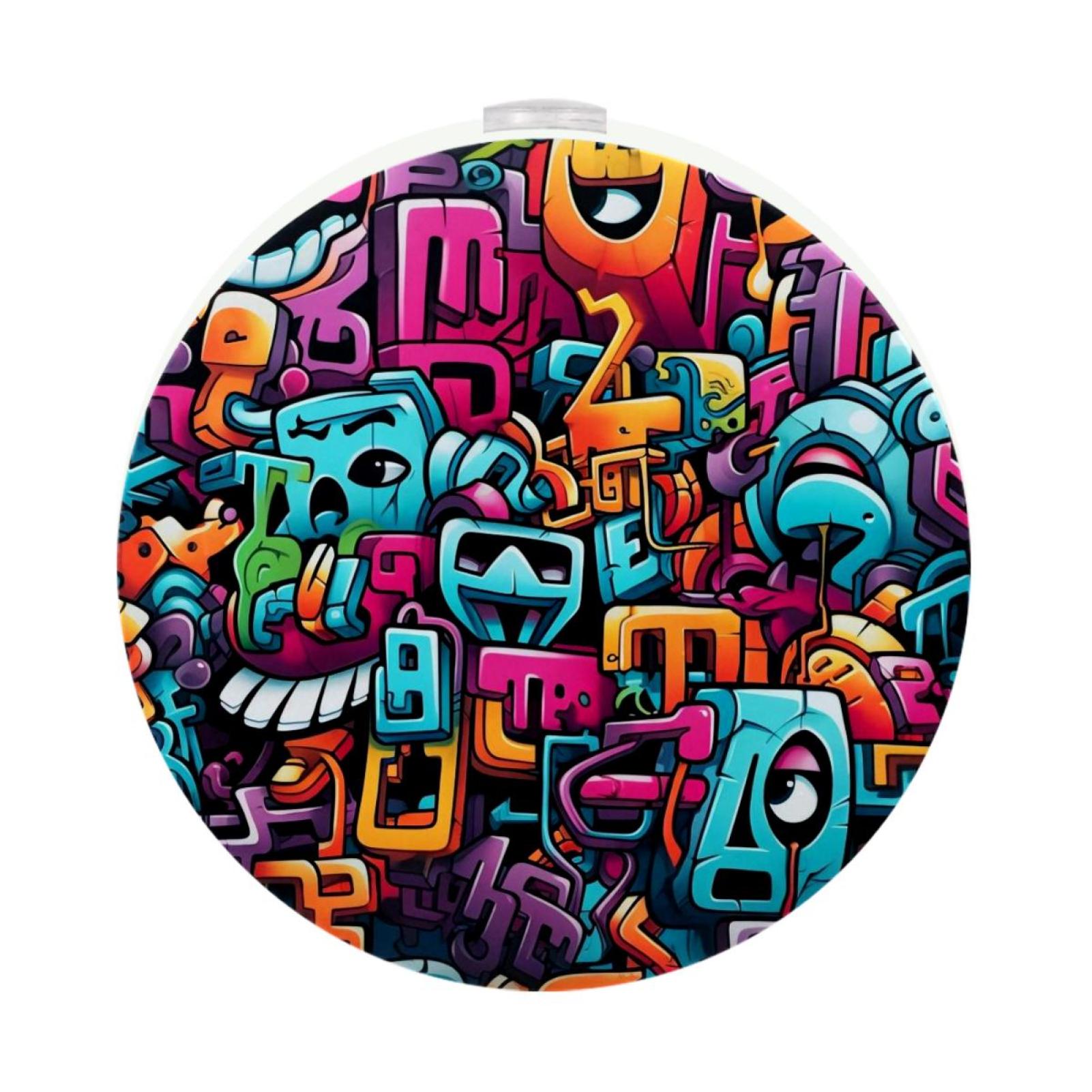 Graffiti LED Round Night Light-2PCS, Plug-in Dusk-to-Dawn Auto Sensor ...