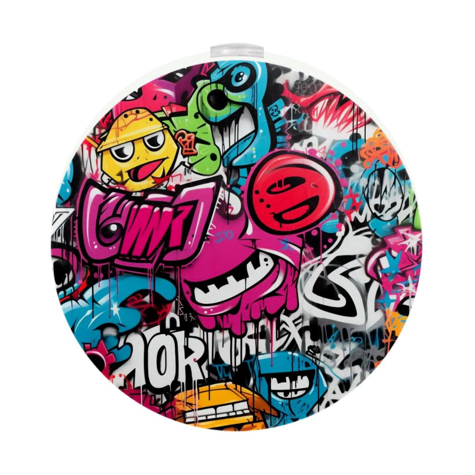 Graffiti LED Round Night Light - 2PCS, Plug-in Dusk-to-Dawn Sensor ...