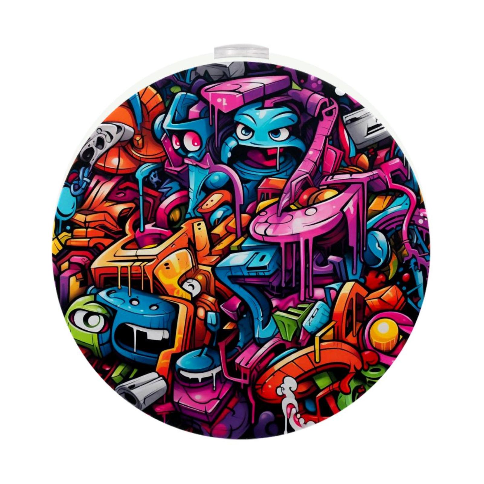 Graffiti LED Round Night Light - 2PCS, Plug-in Dusk-to-Dawn Sensor ...