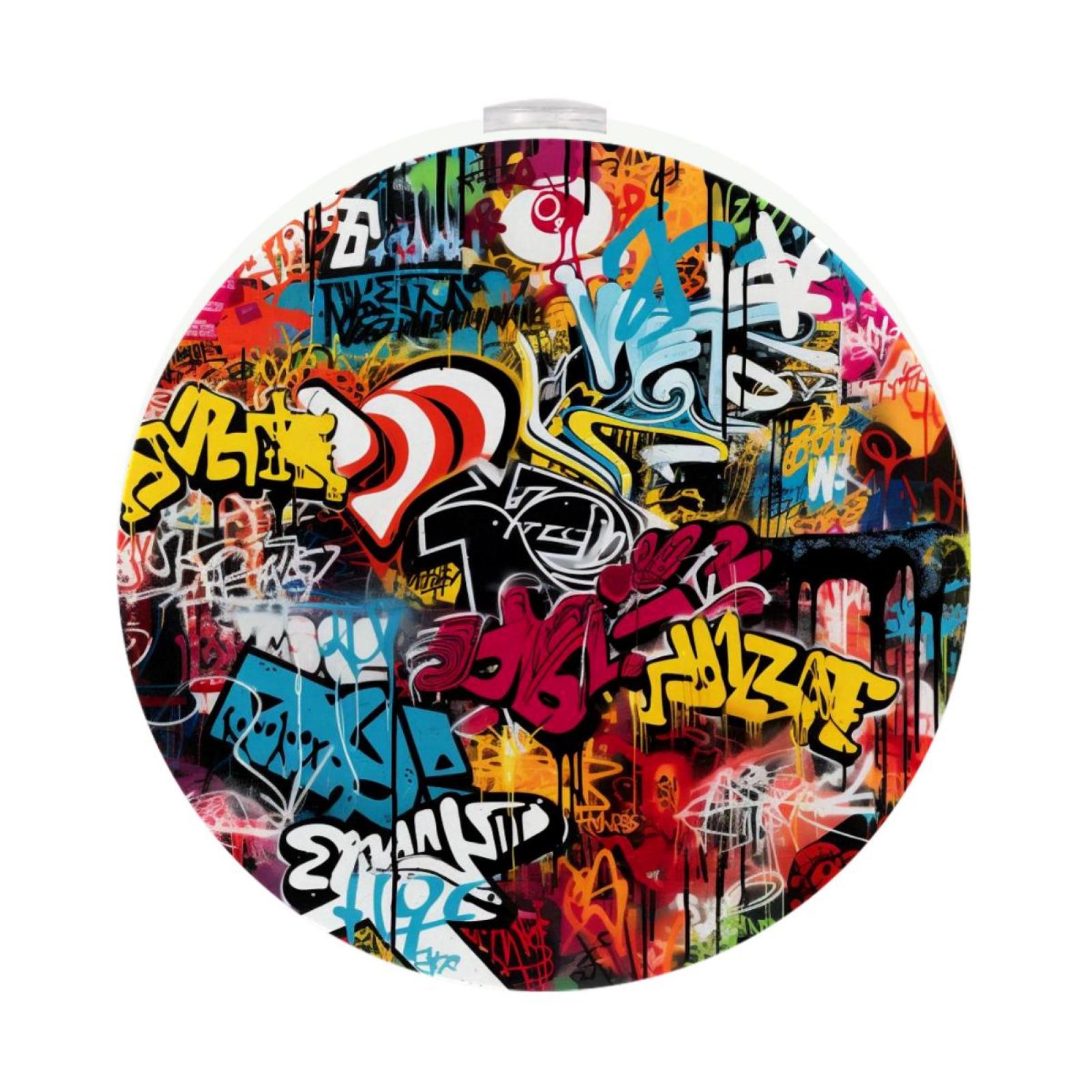 Graffiti LED Round Night Light-2PCS, Plug-in Dusk to Dawn Sensor Wall ...