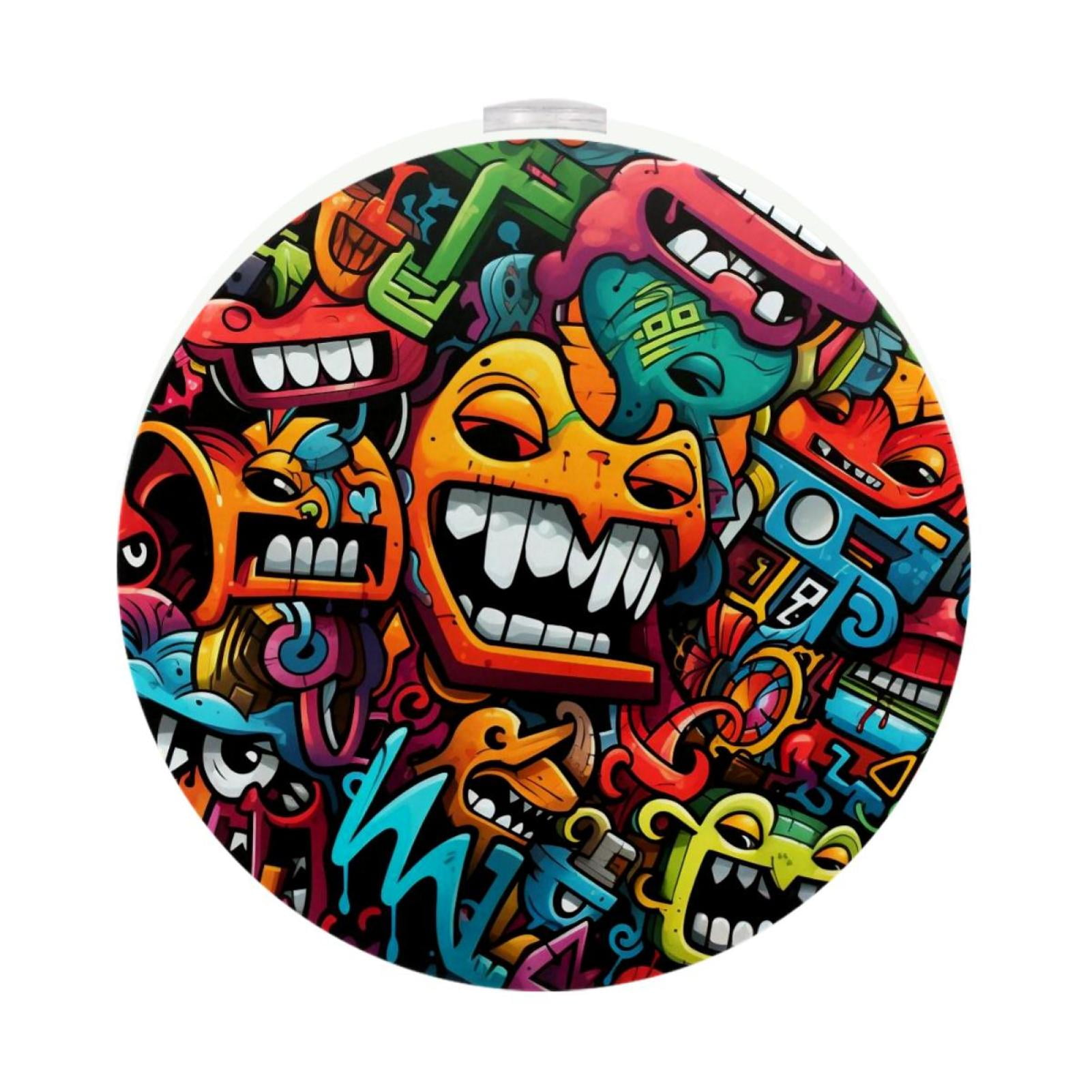 Graffiti LED Round Night Light-2PCS - Plug-in Smart Sensor Nightlights ...