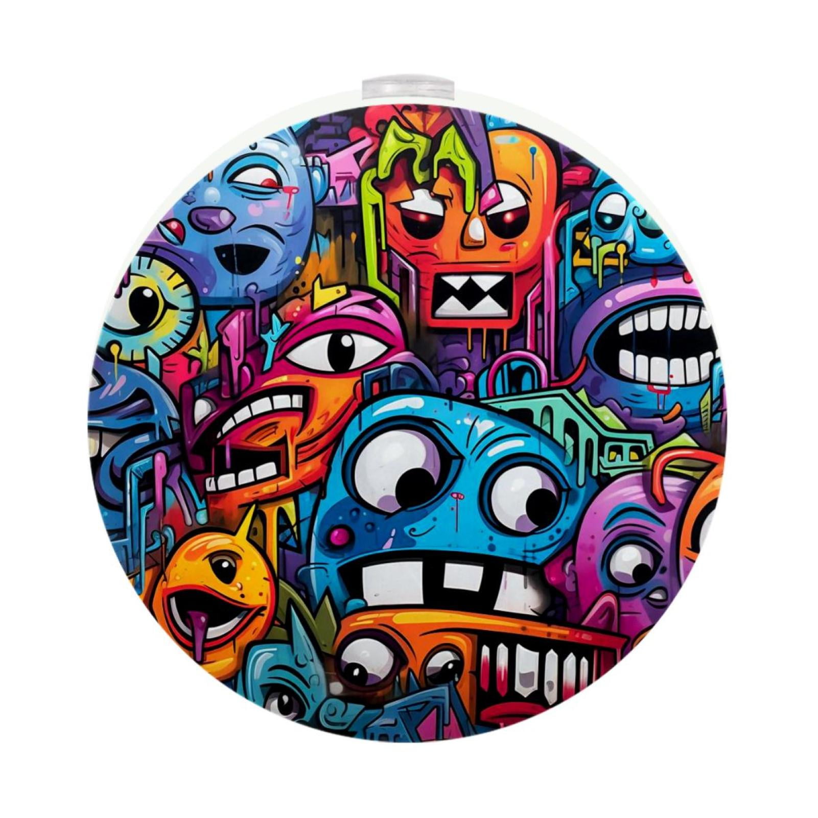 Graffiti LED Round Night Light-2PCS: Wireless & Portable Small Lights ...