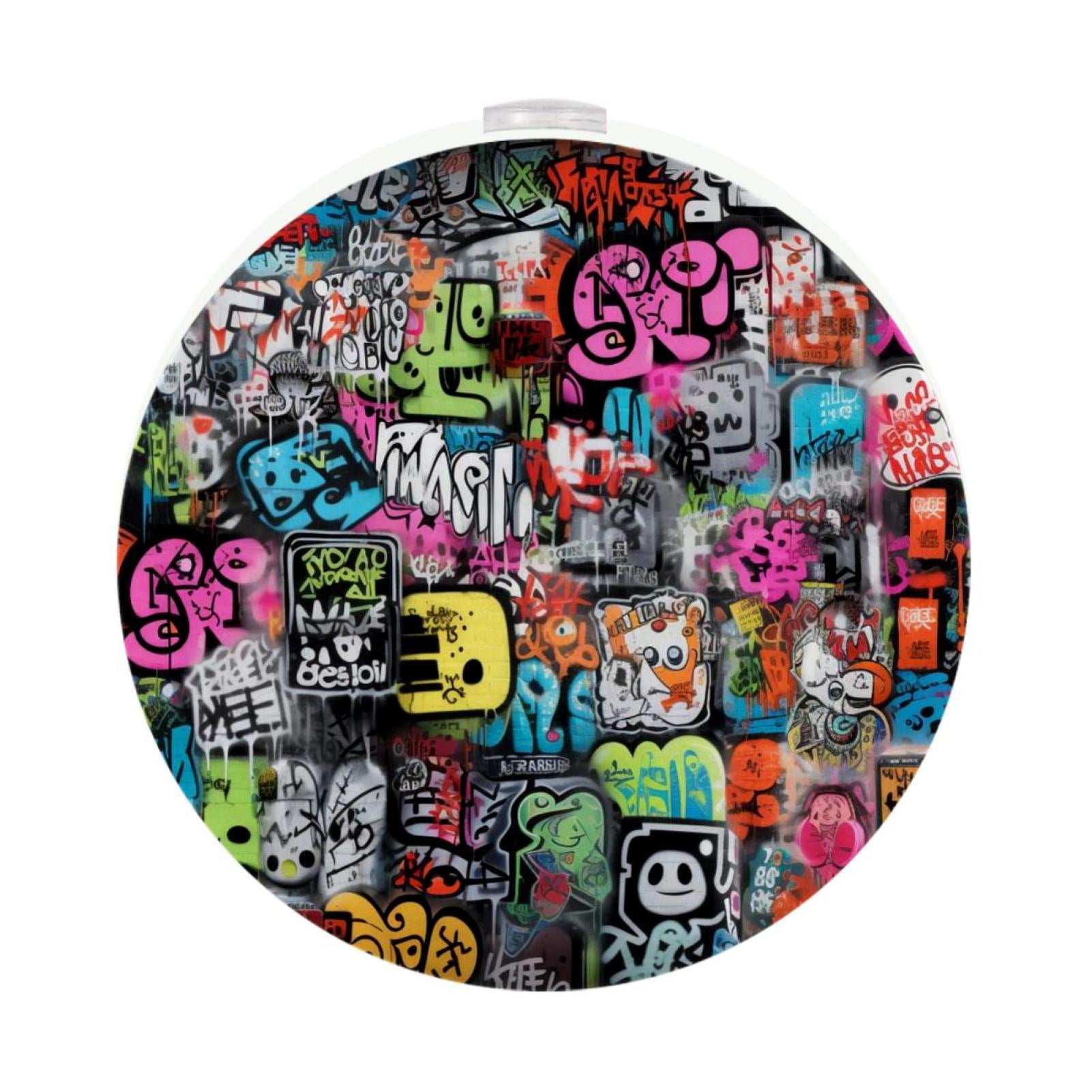 Graffiti LED Round Night Light- Set of 2, Portable Rechargeable Mini ...