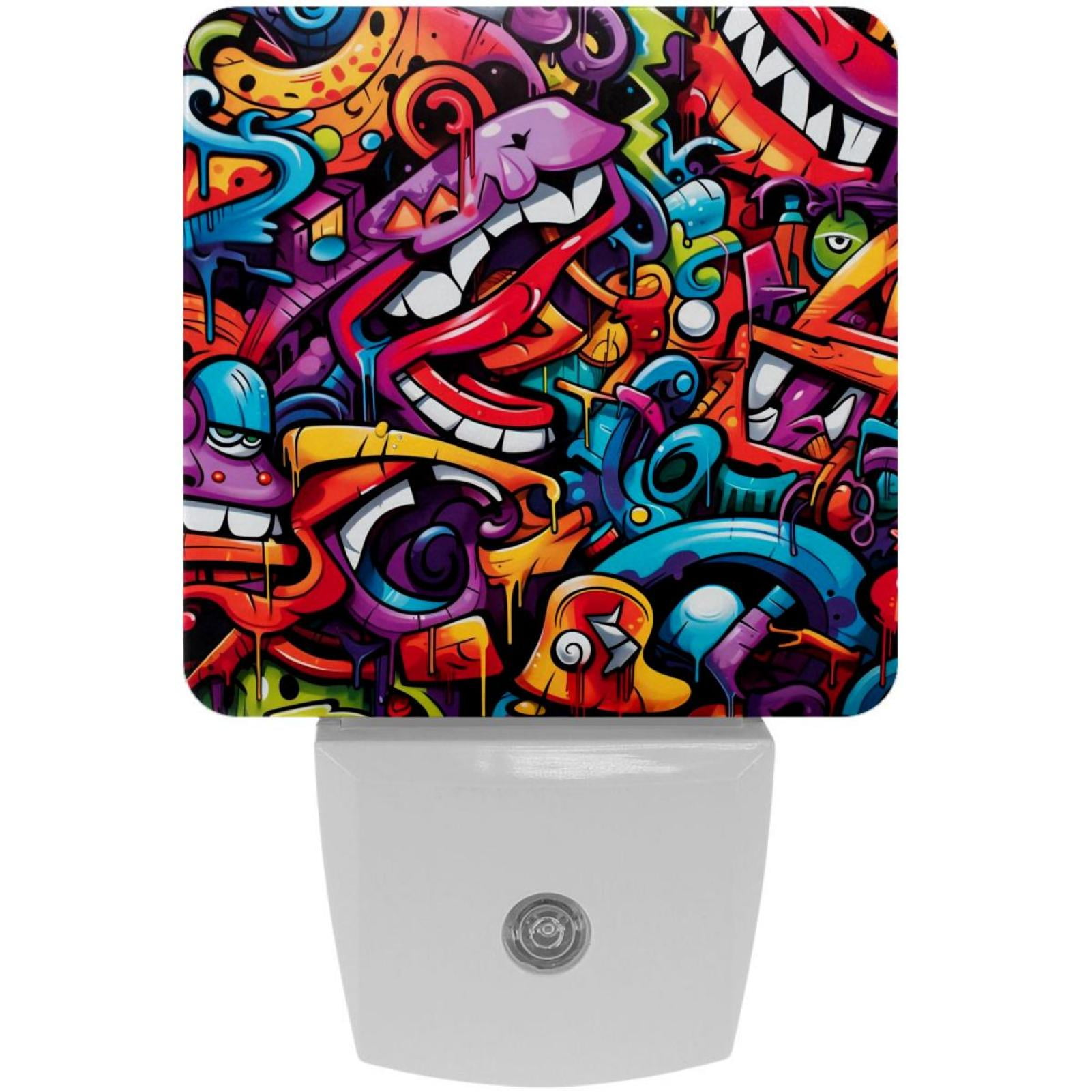 Graffiti LED Square Night Lights- Modern and Energy Efficient Bedside ...