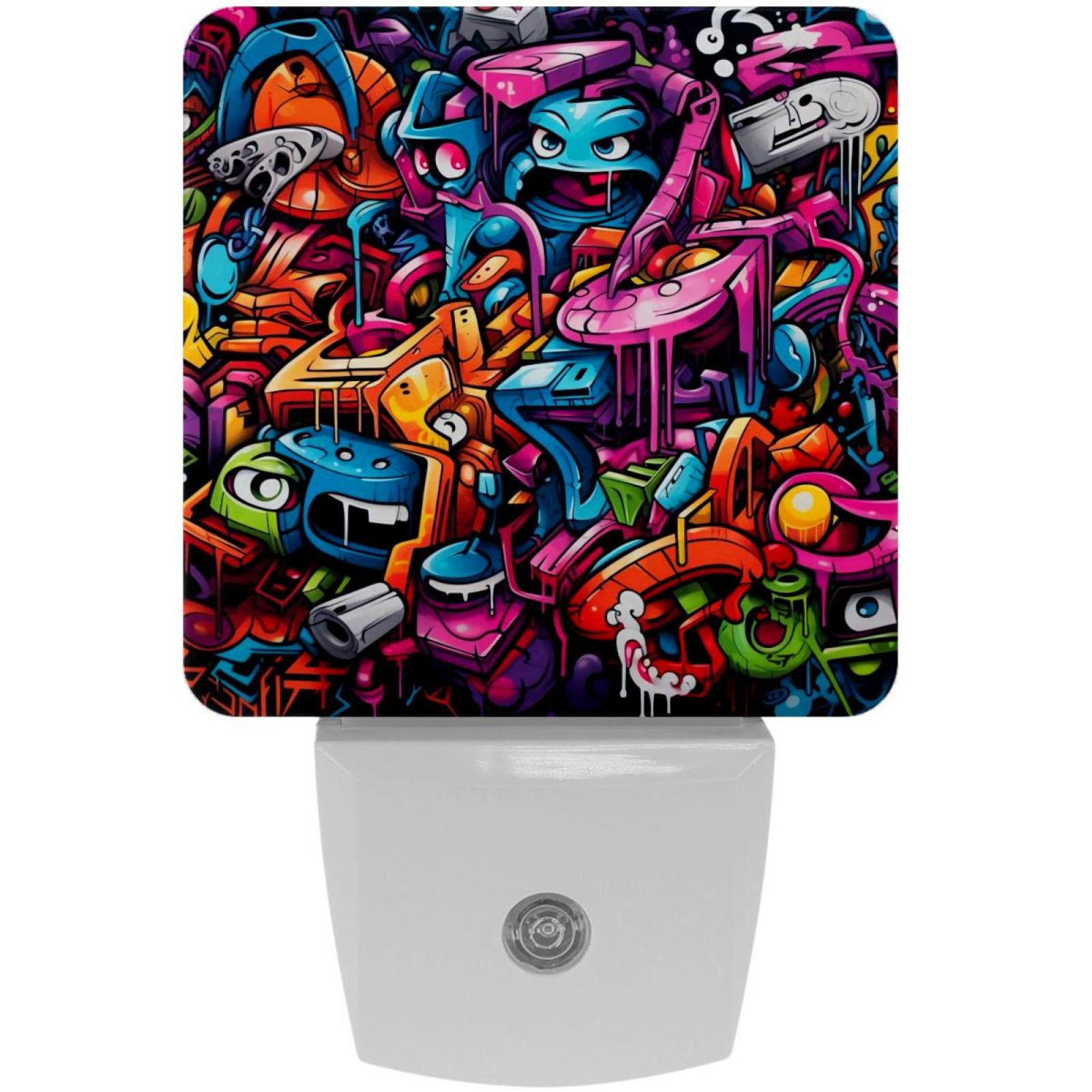 Graffiti LED Square Night Lights- Modern and Energy Efficient Bedside ...