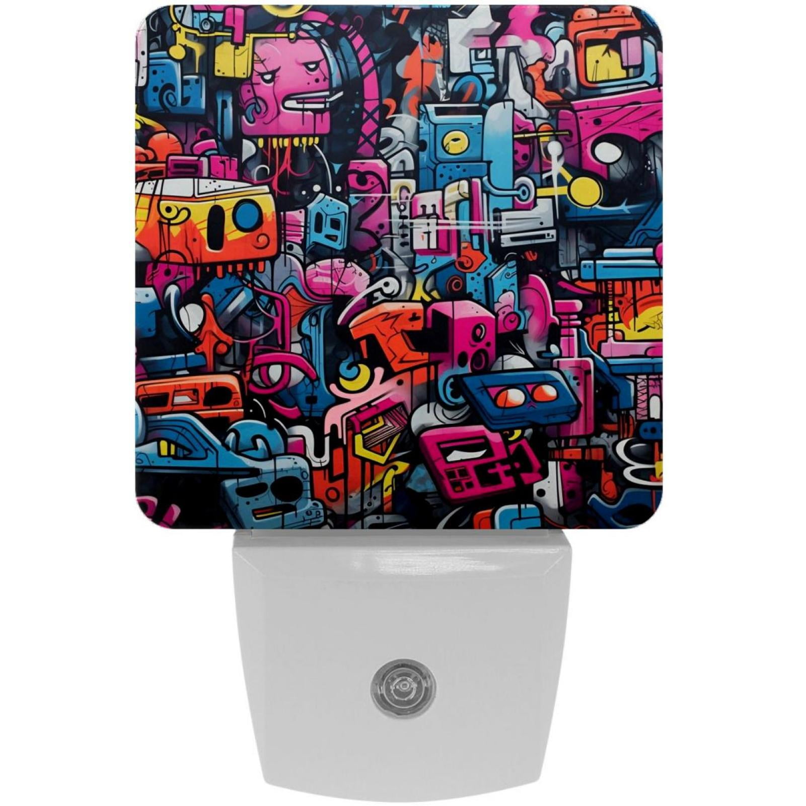 Graffiti LED Square Night Lights - Modern and Versatile Plug-in ...