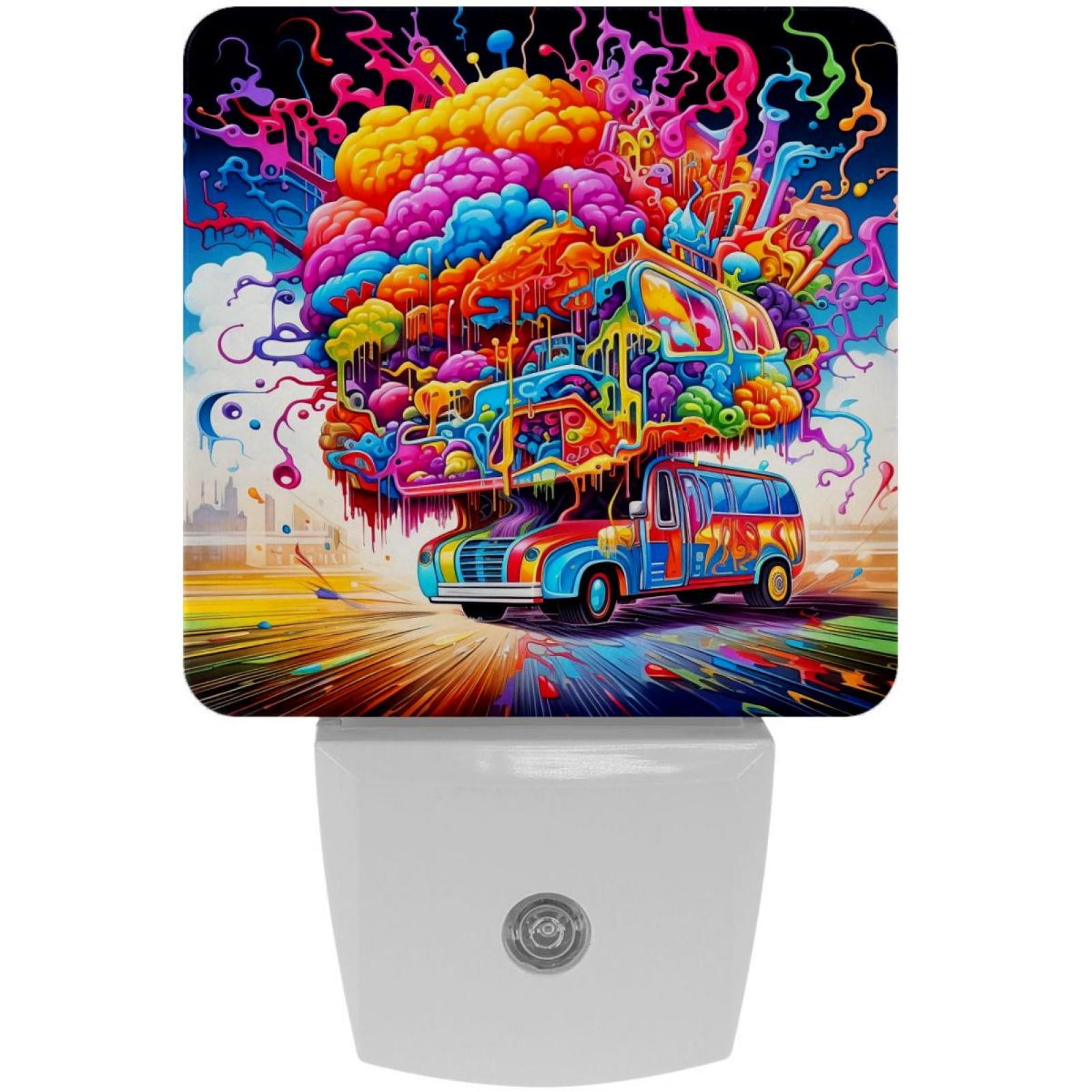 Graffiti LED Square Night Lights - Portable and Stylish for Bedroom and ...