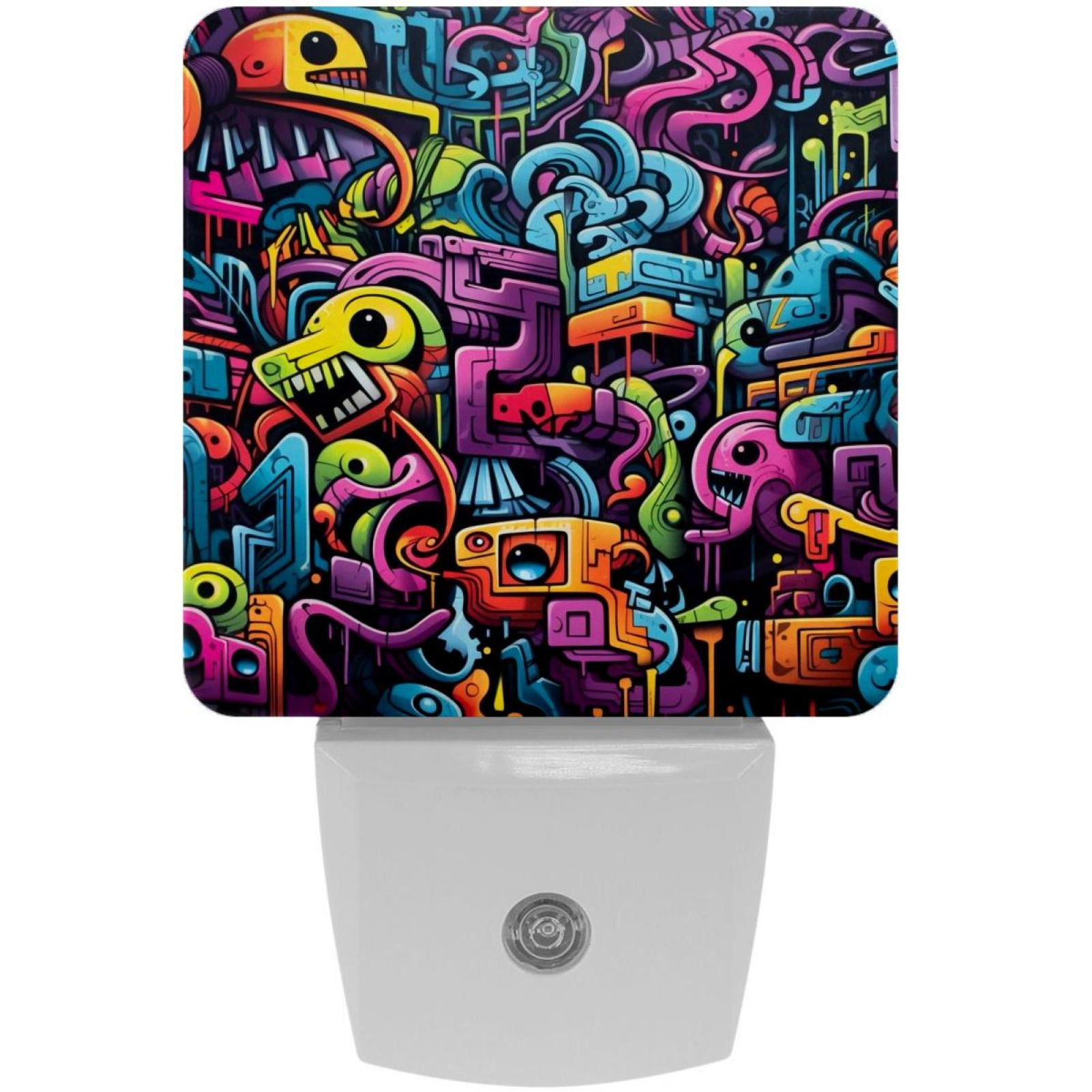 Graffiti LED Square Night Lights - Stylish and Energy-Efficient Room ...