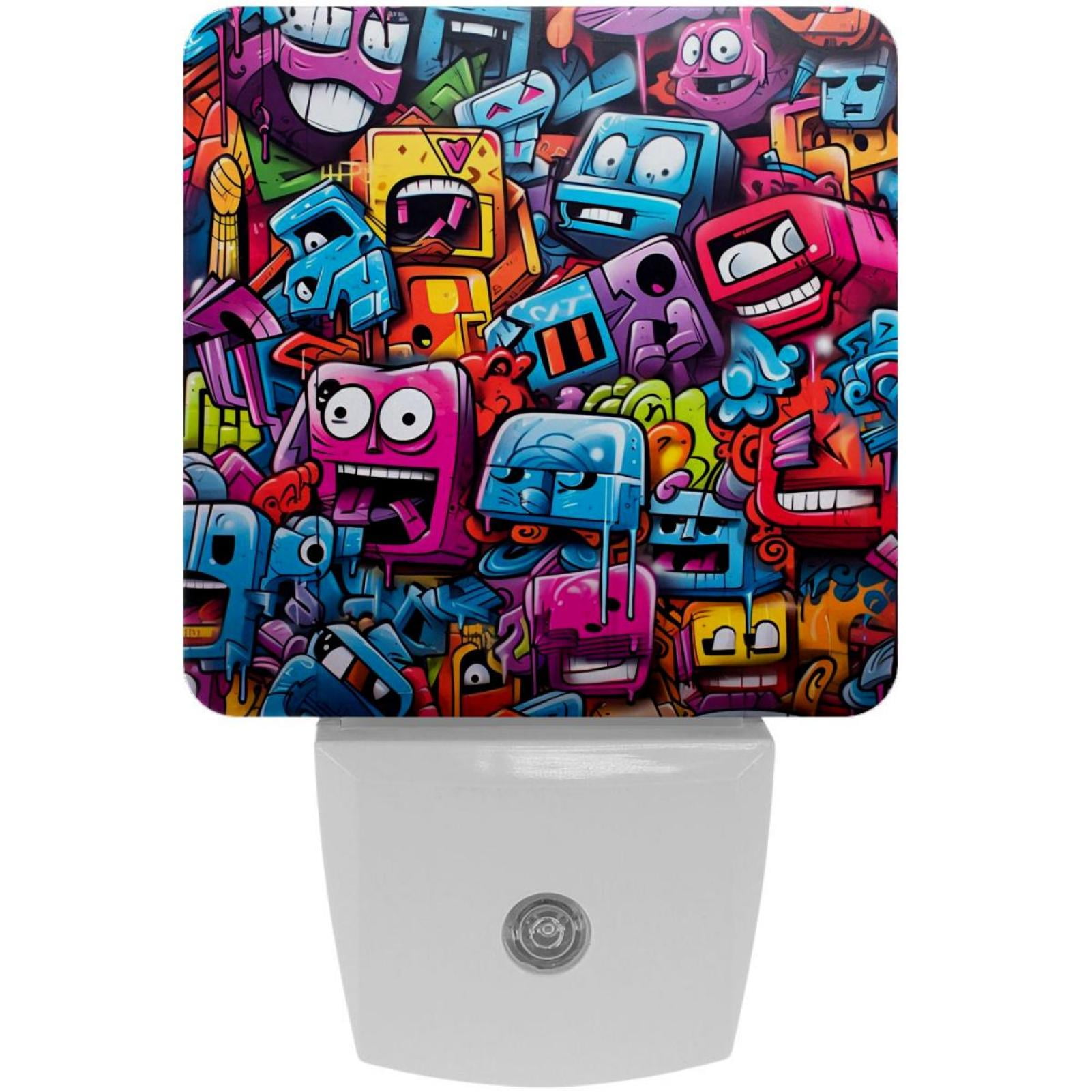 Graffiti LED Square Night Lights for a Bright and Stylish Ambiance ...