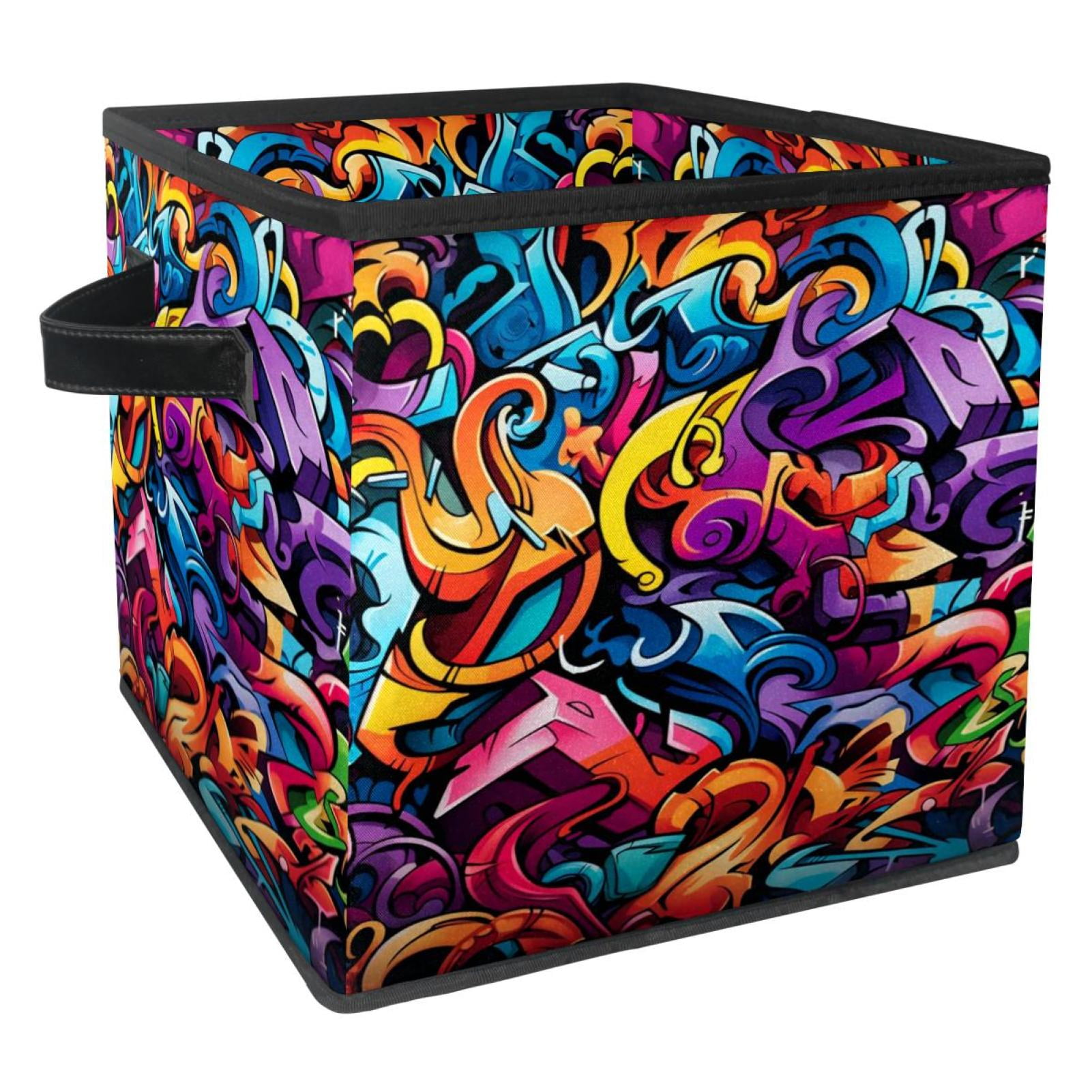 Graffiti Large Capacity Foldable Storage Baskets with Handle, 10.8"x10 ...