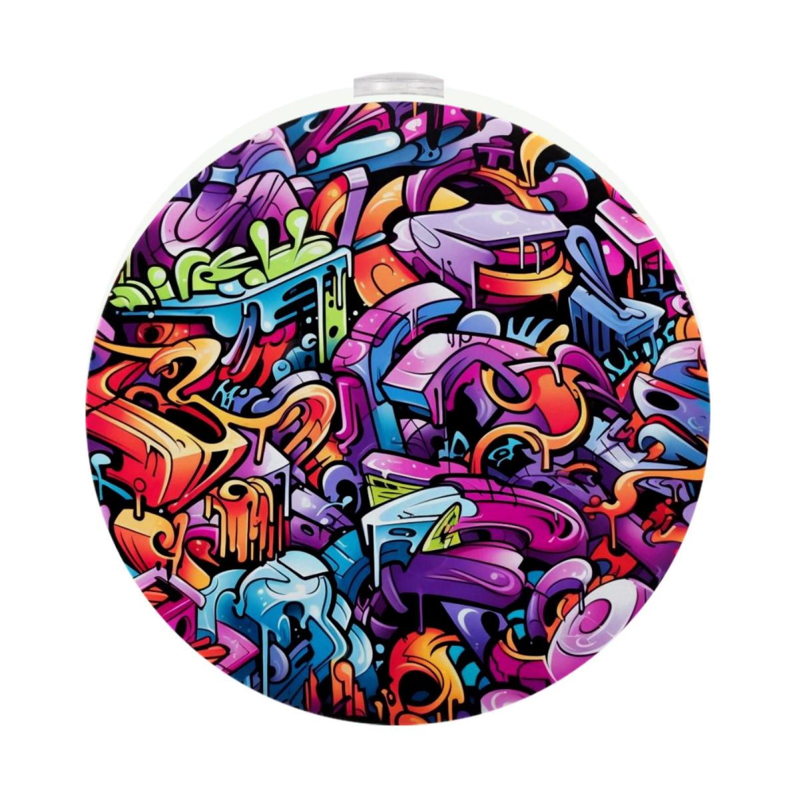 Graffiti Led Round Night Light-2pcs Set, Battery Powered Mini Portable ...