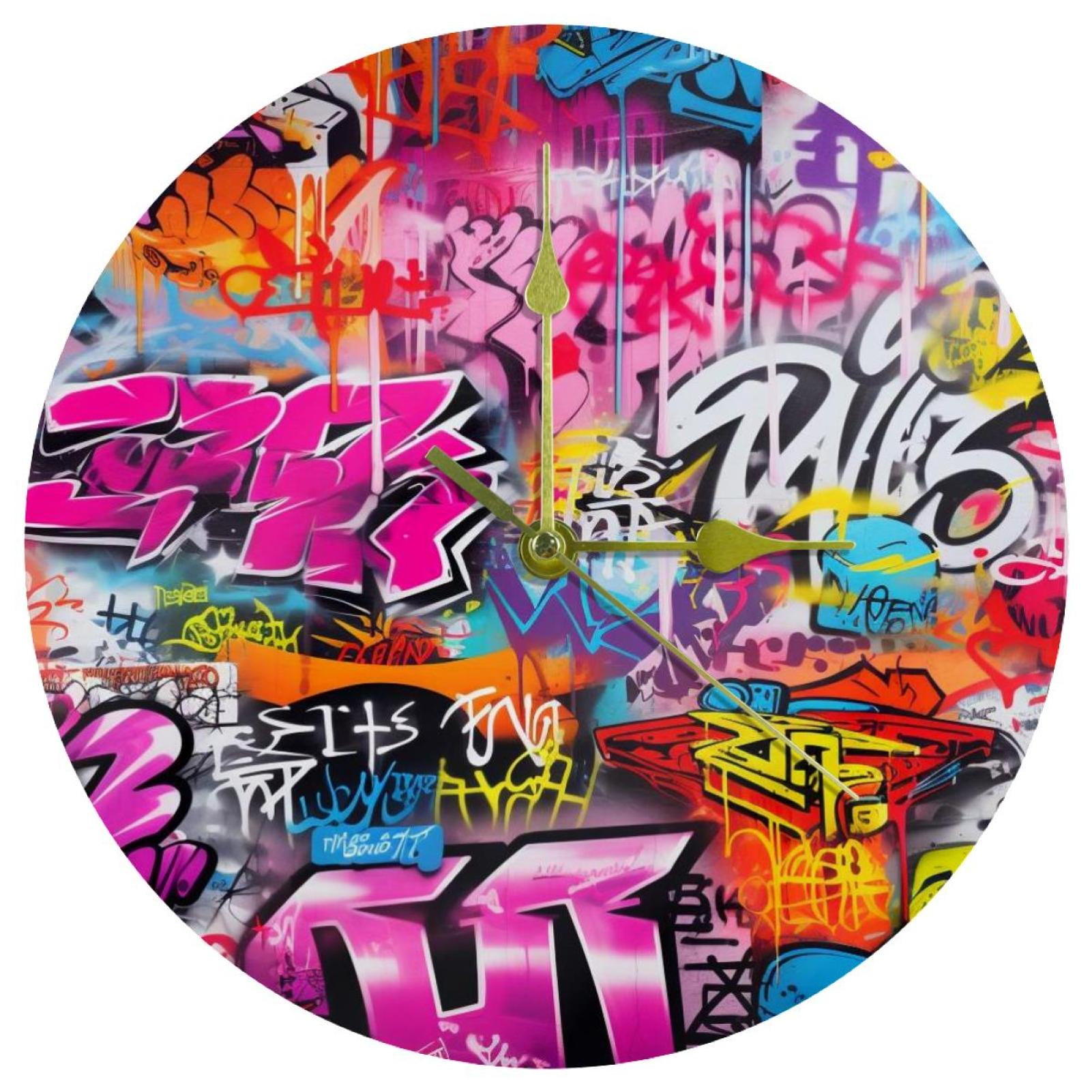 Graffiti Modern Acrylic Circular Wall Clock - Sleek Timepiece for ...