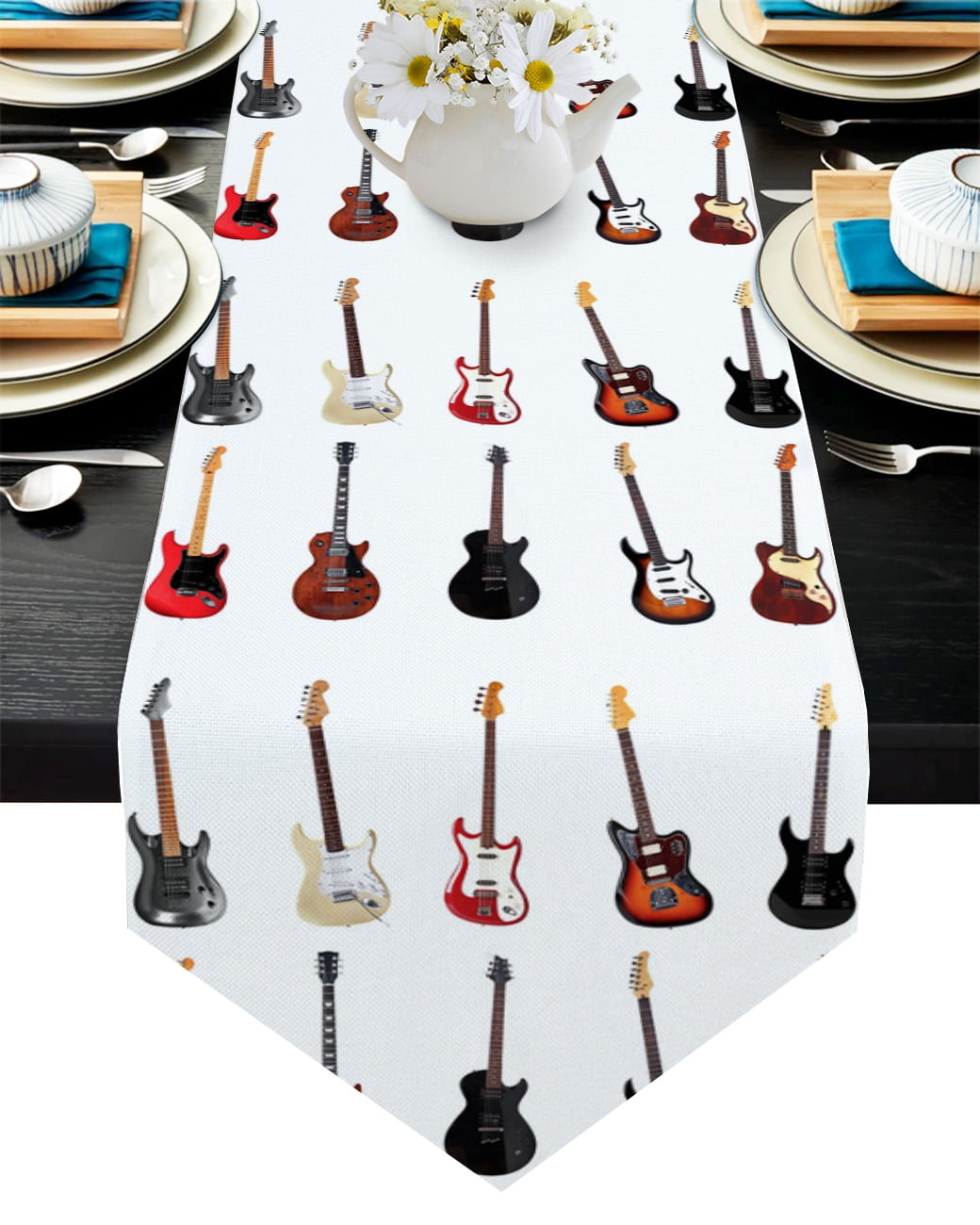 Graffiti Music Colorful Rock And Roll Table Runner Home r Tablecloth ...