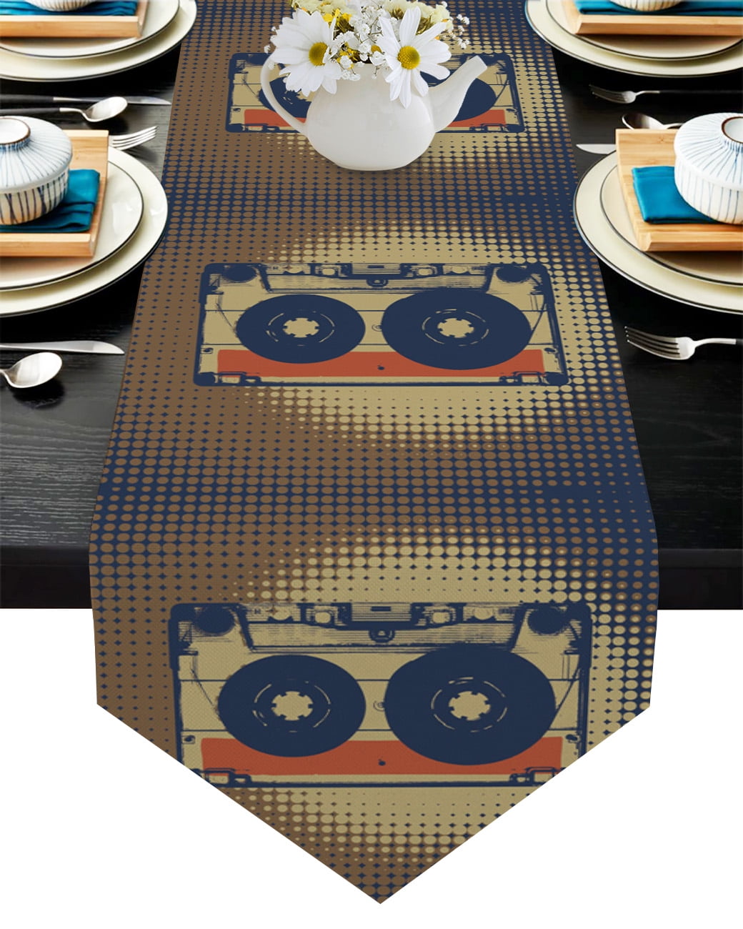 Graffiti Music Colorful Rock And Roll Table Runner Home r Tablecloth ...