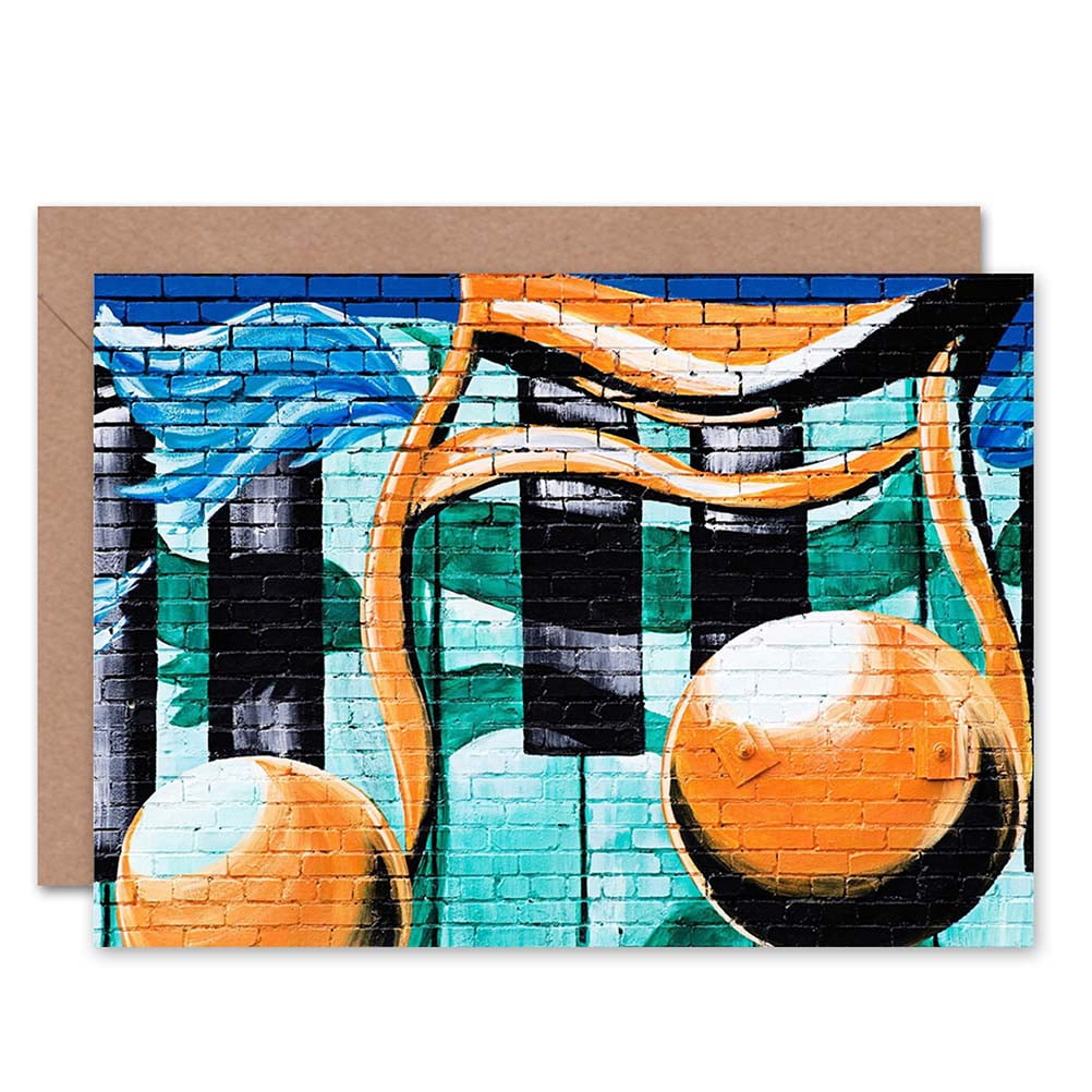 Graffiti Music Note Piano Greetings Card Plus Envelope Blank inside ...