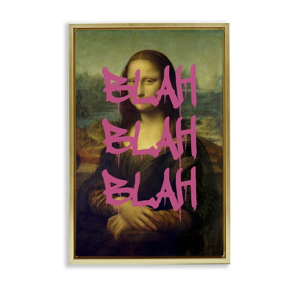 Graffiti Over Mona Lisa Gold Framed Floater Canvas Wall Art, design by ...