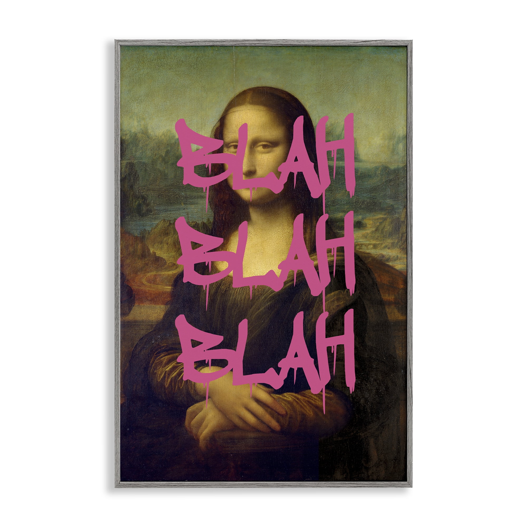 Graffiti Over Mona Lisa Gray Framed Giclee Art, design by Masters Redux ...