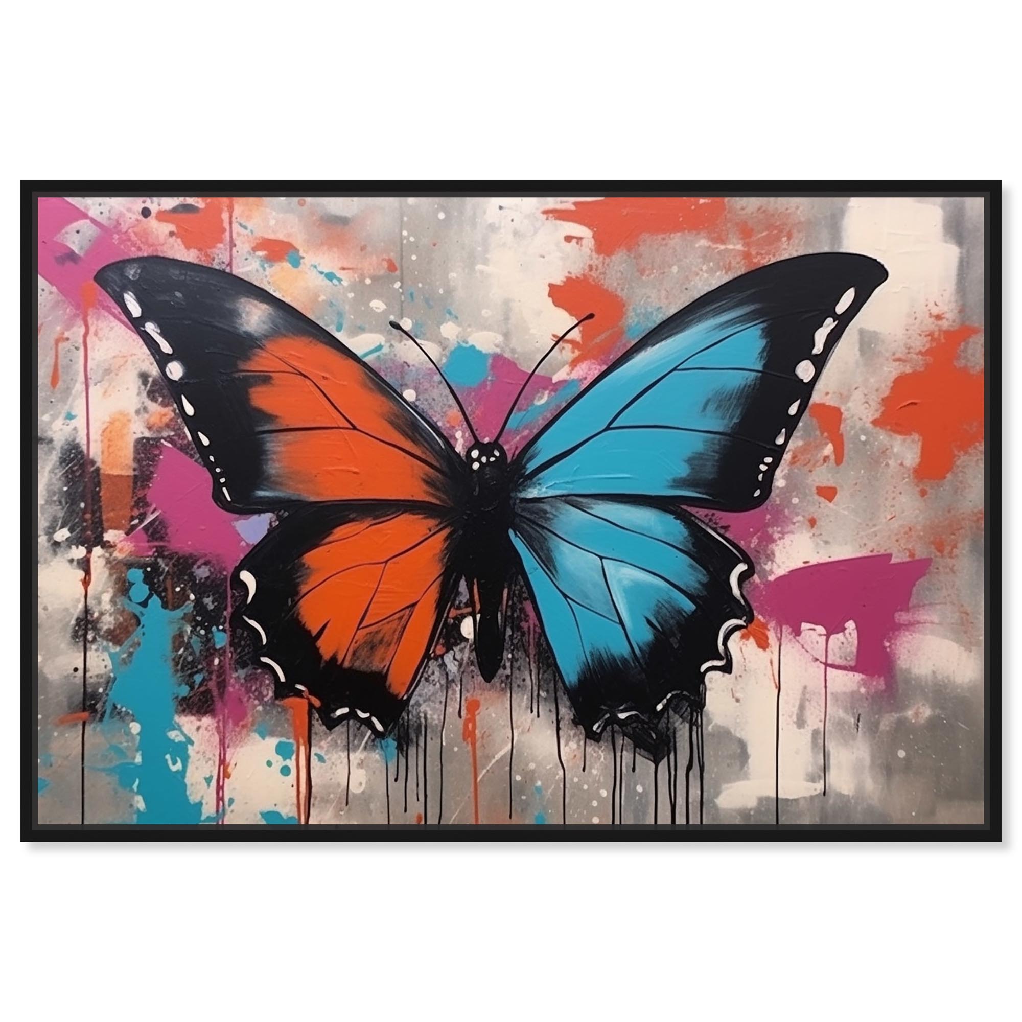Graffiti Painted Butterfly Canvas Glam Livingroom Wall Art by Art ...
