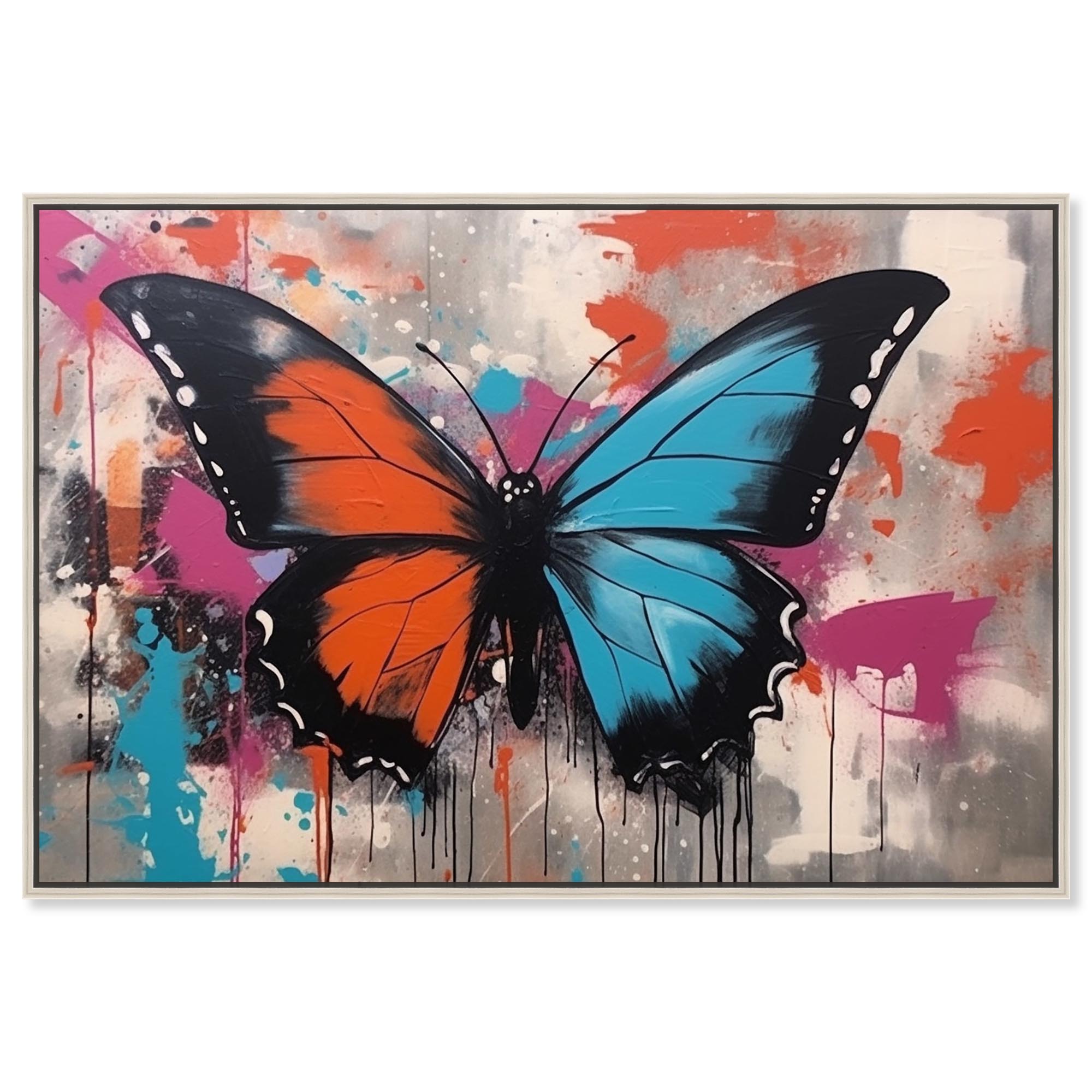 Graffiti Painted Butterfly Canvas Glam Livingroom Wall Art by Art ...