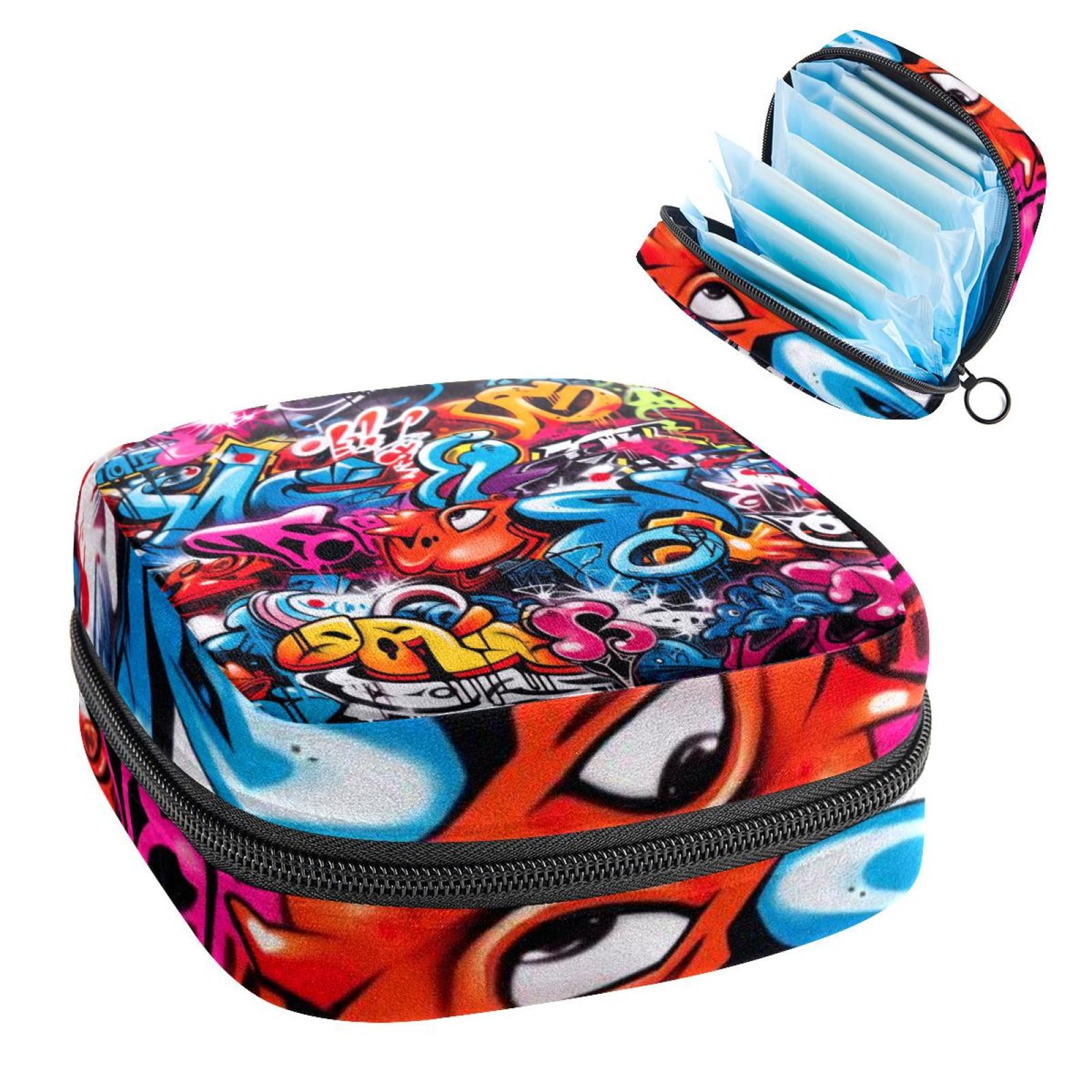 Graffiti Period Pouch - Sanitary Napkin Purse, Small Zipper Cosmetic ...