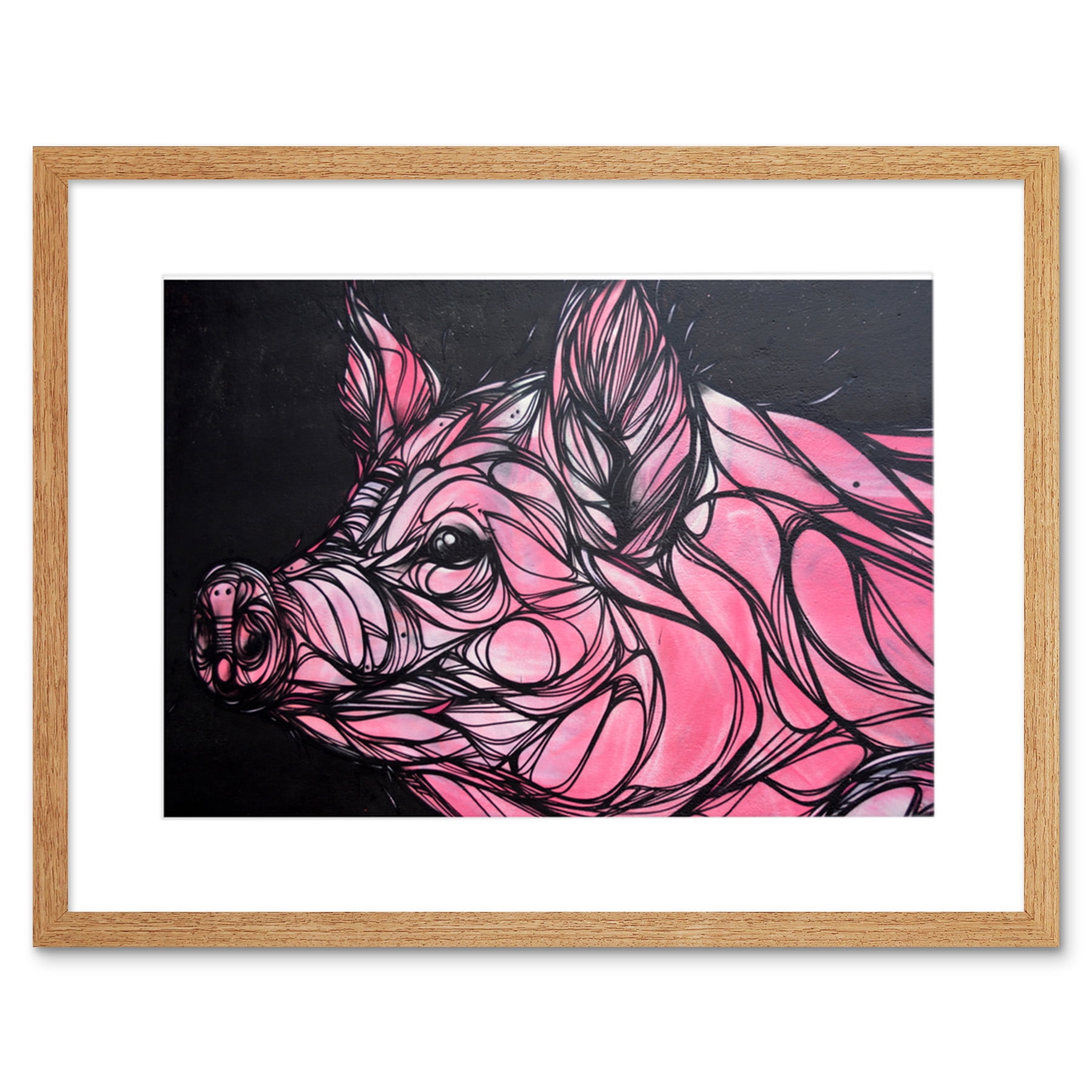 Graffiti Pig Piglet Framed Wall Art Print - Walmart.com