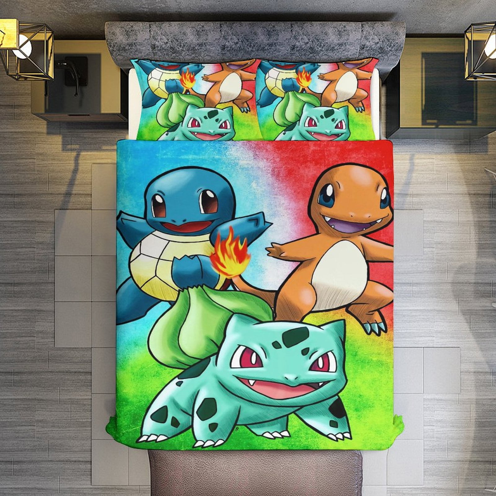 Graffiti Pikachu Charmander Squirtle Bulbasaur Bedding Duvet Cover ...
