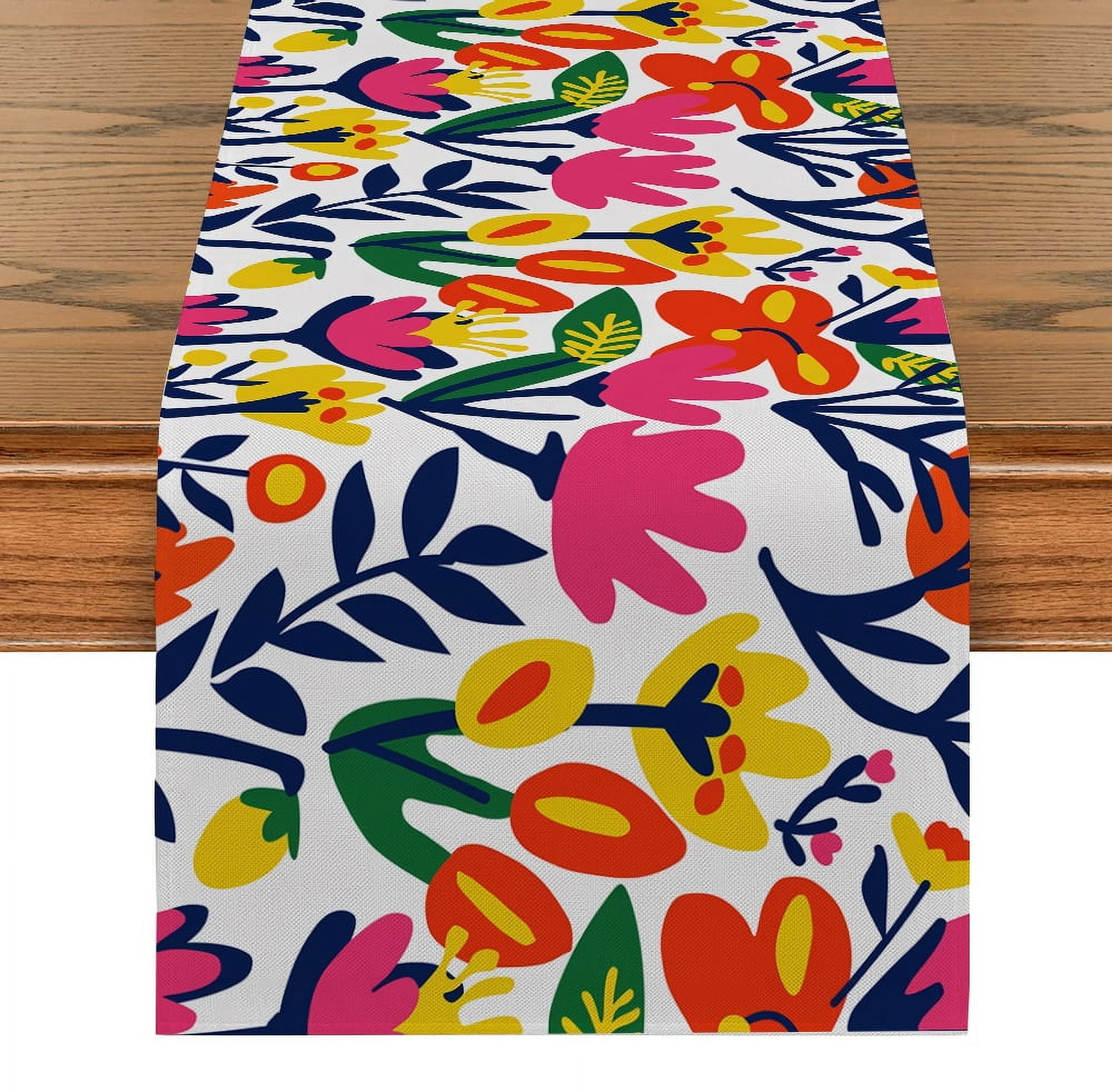 Graffiti Plants Flowers Table Runner Rustic Dining Table rations Table ...