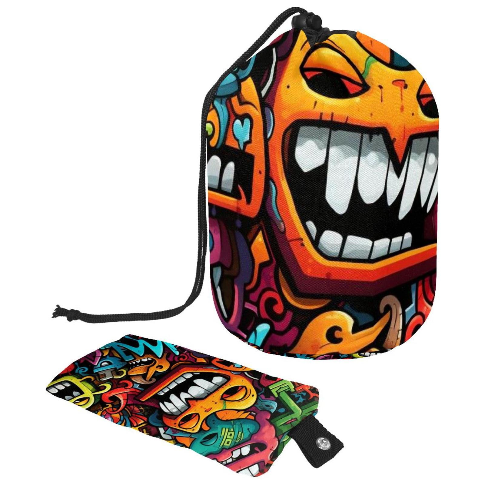 Graffiti Portable Drawstring Mesh Bag Shower Wash Bags Foldable Travel ...