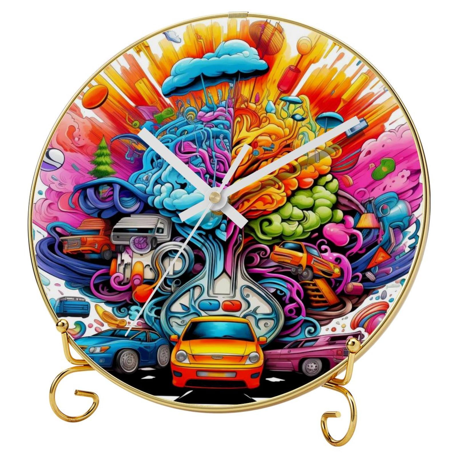 Graffiti Premium Round Wall Clocks with Printed Designs, Hooks, and ...