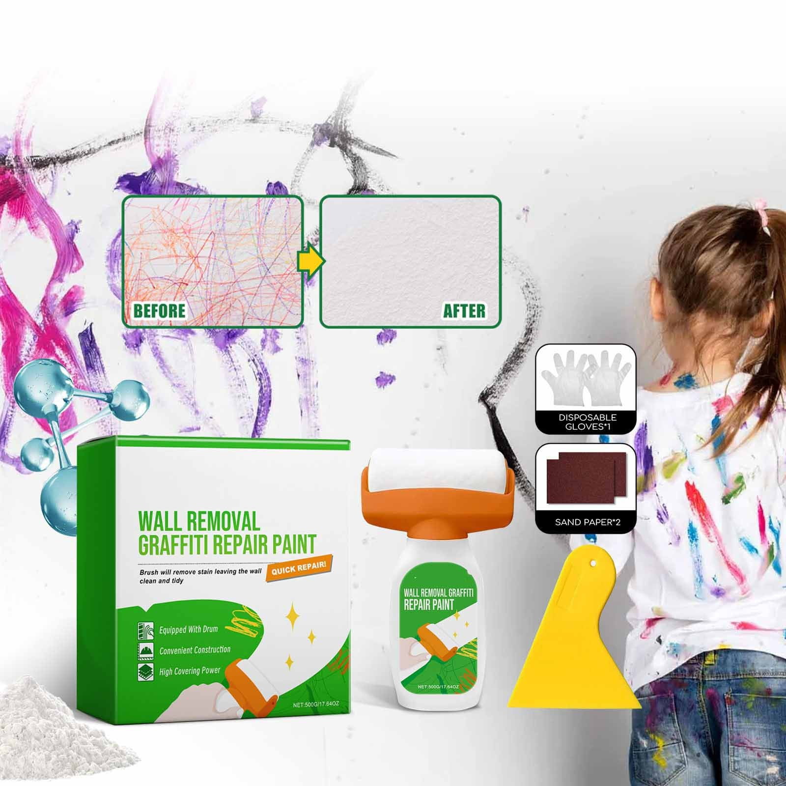 Graffiti Remover Wall Paint Kit | 500g White Self-Paint for Graffiti ...