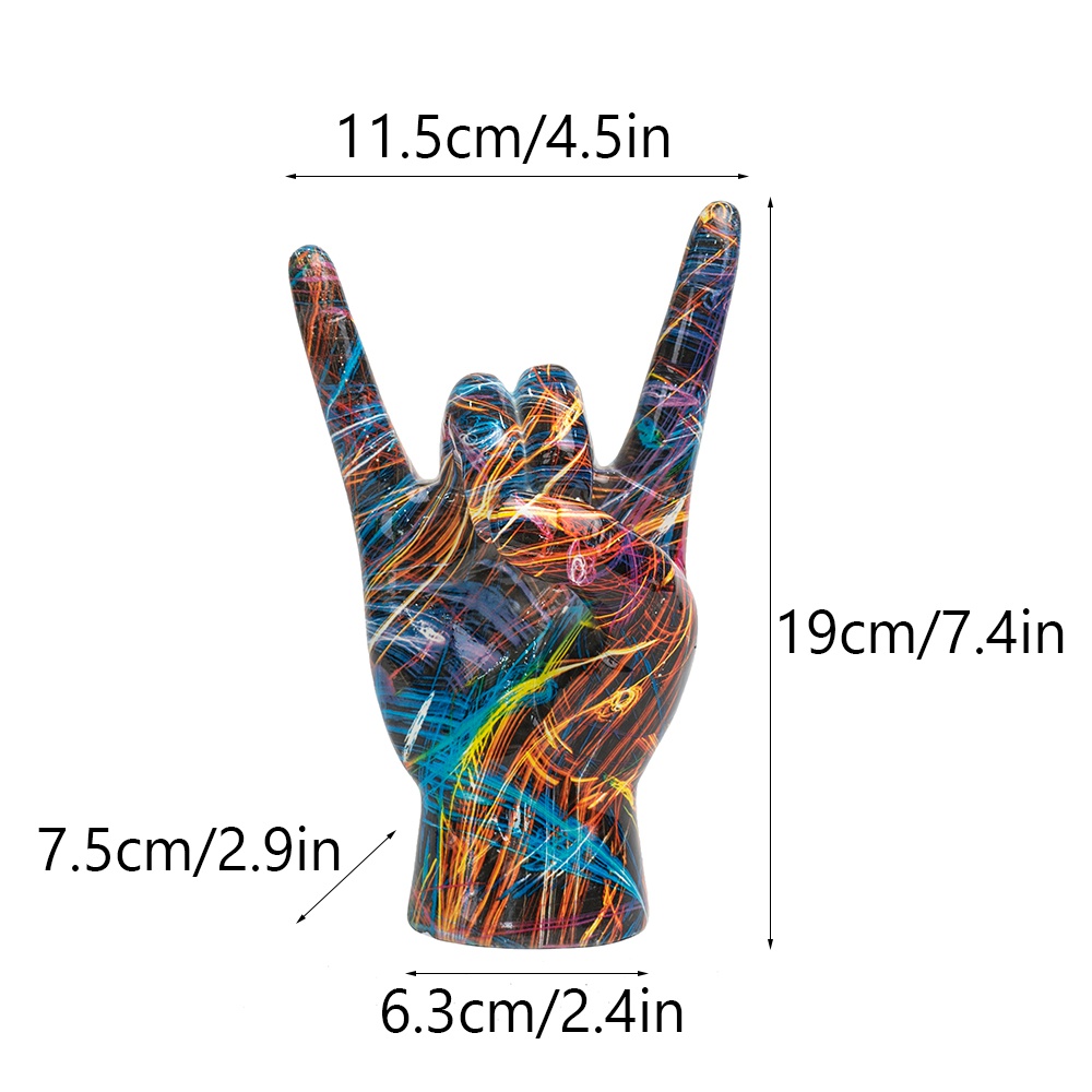 Graffiti Rock On Hand Figurines Rock and Roll Decor Bookshelf Home Wall ...