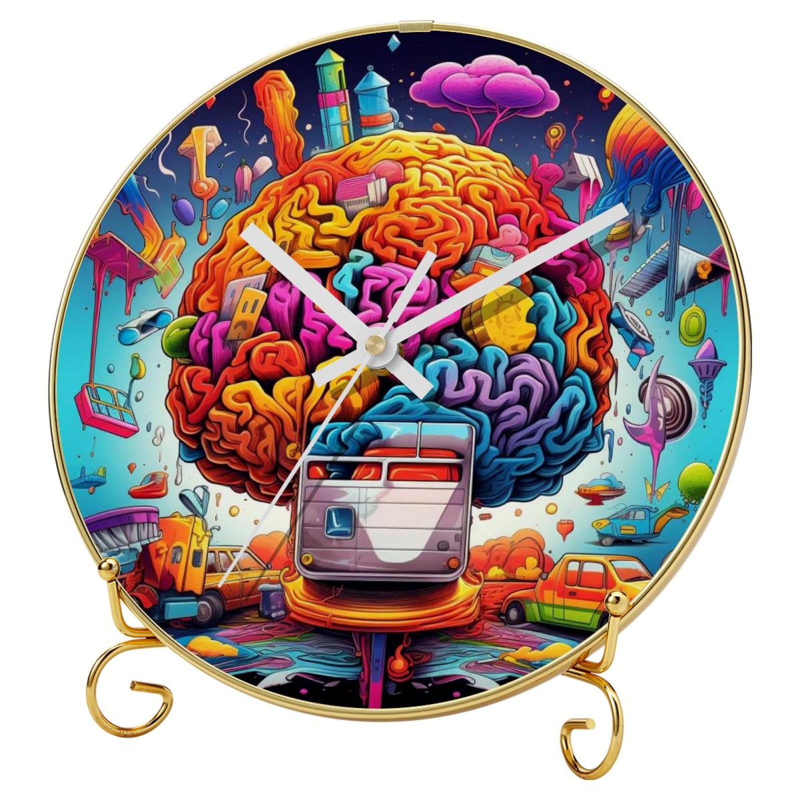 Graffiti Round Wall Clocks with Hooks and Gold Stand, Silent Non ...