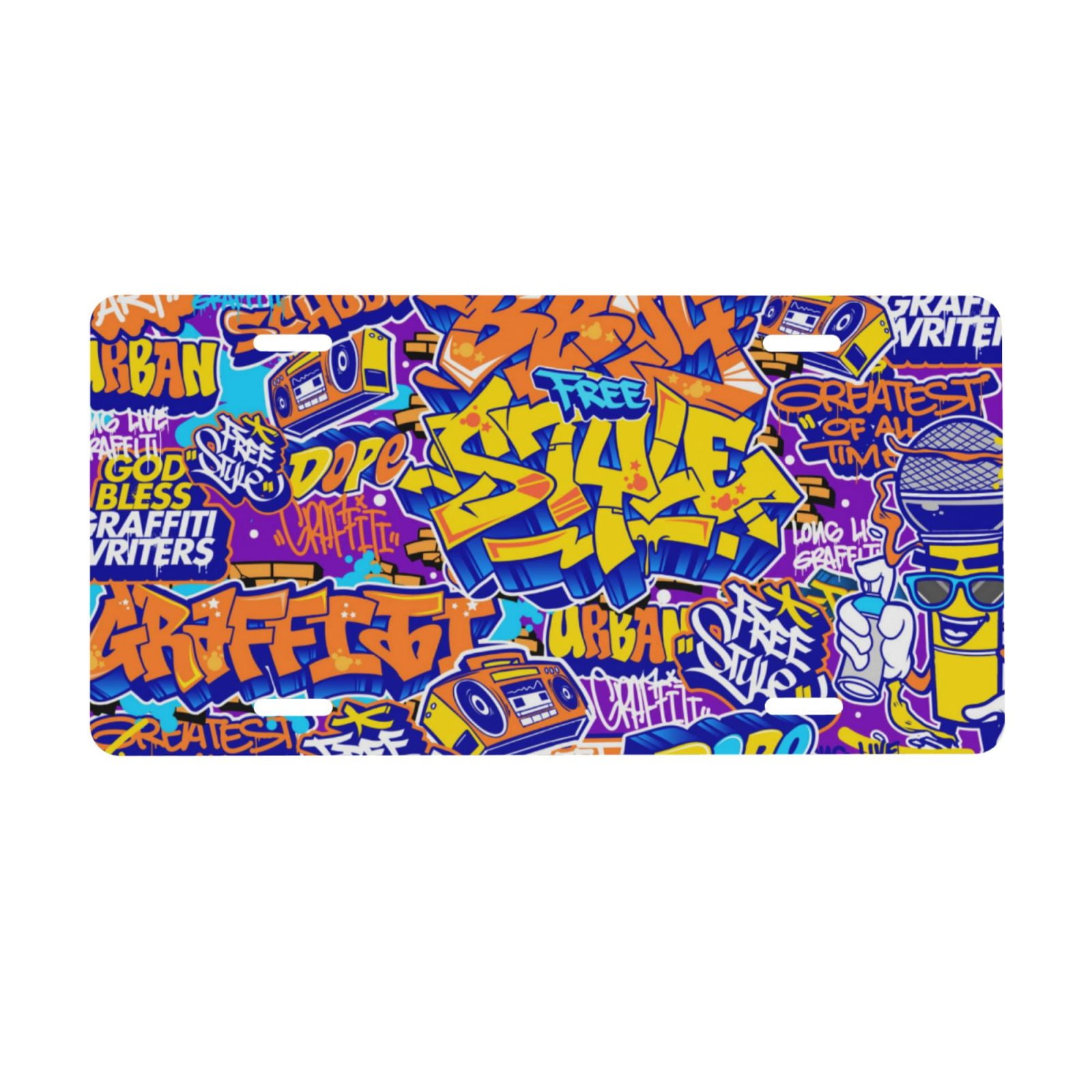 Graffiti Scrawl License Plate, Car Front License Plates With 4 Holes ...