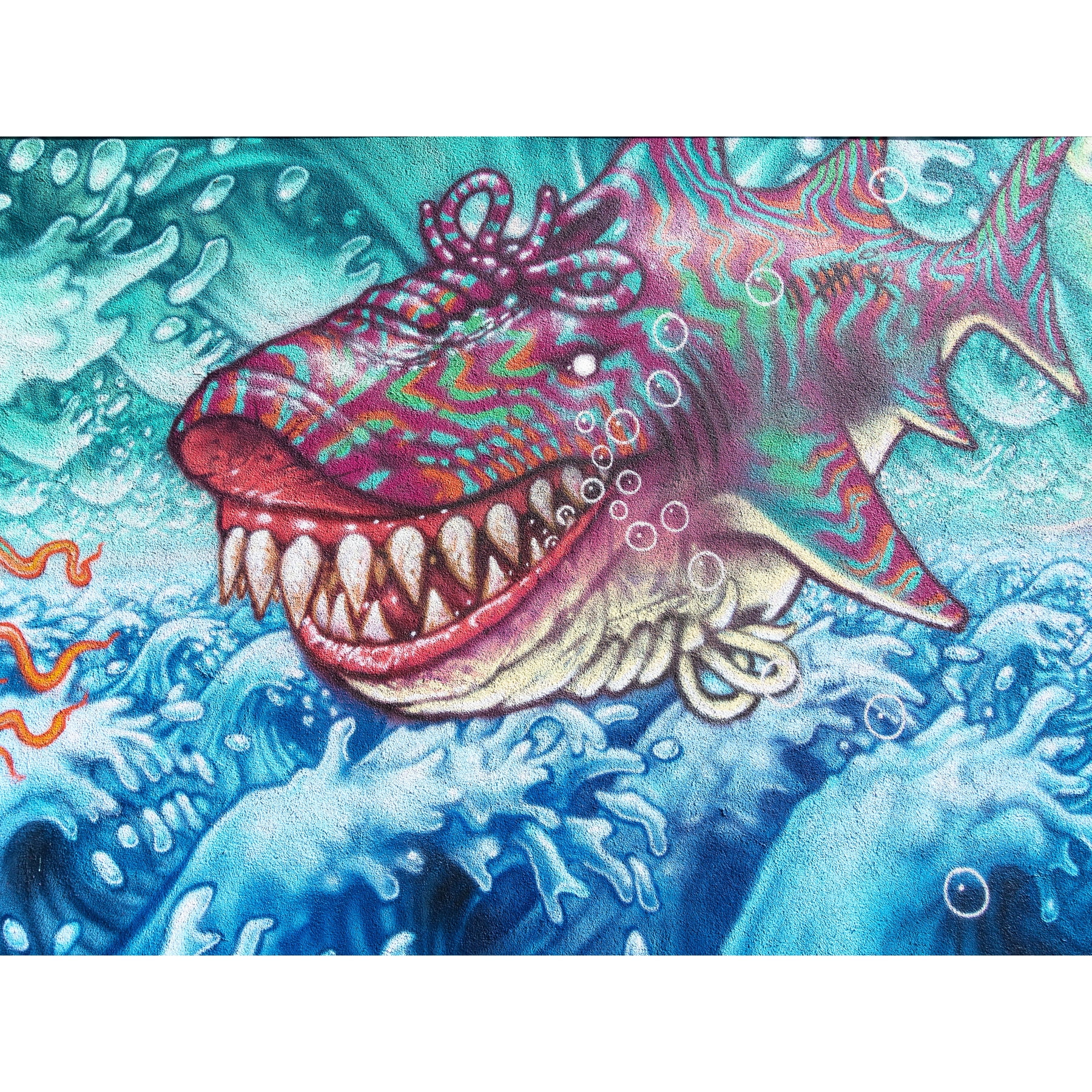 Graffiti Shoe Shark Mural Street Art Large Wall Art Print - Walmart.com