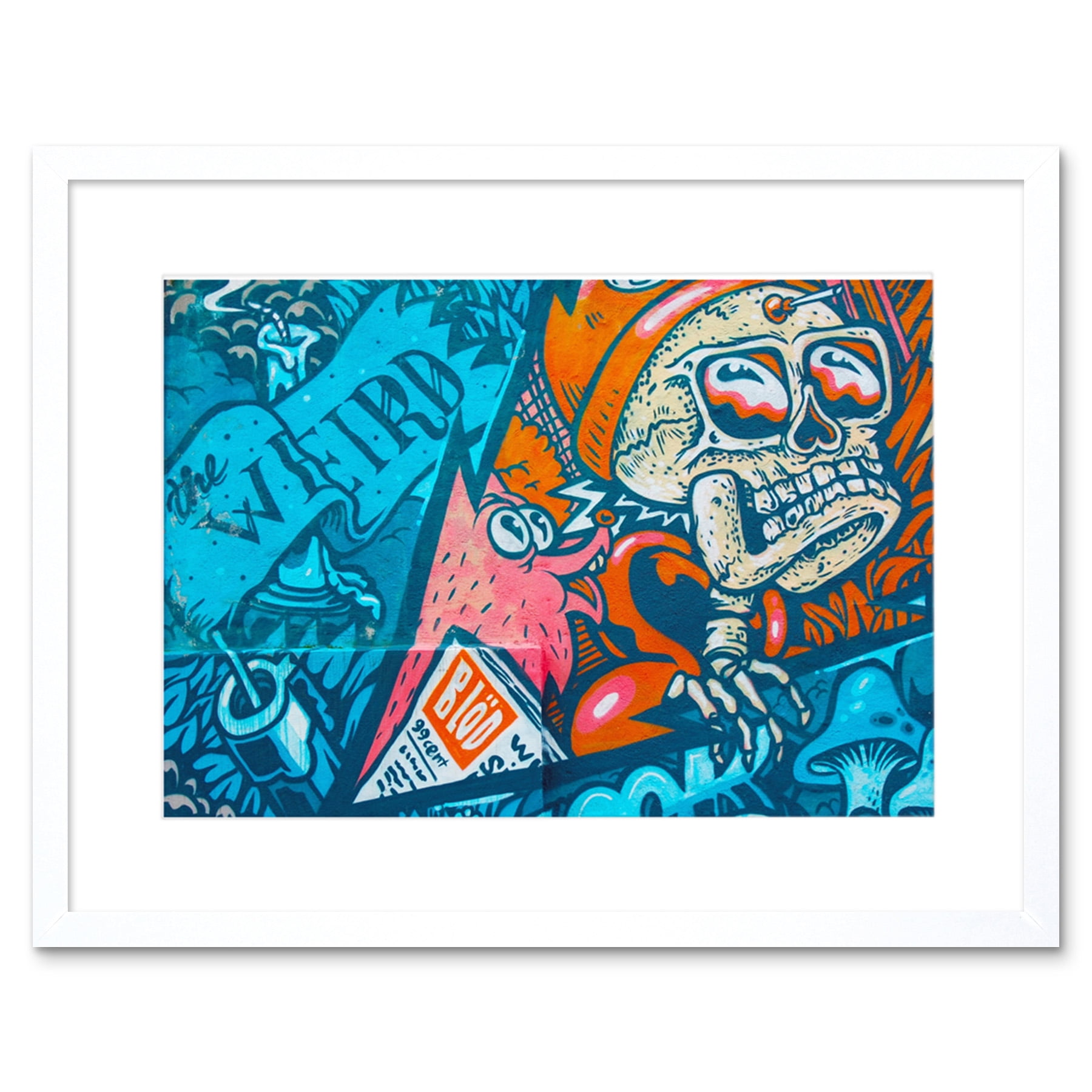 Graffiti Skull Fox Mural Framed Wall Art Print - Walmart.com