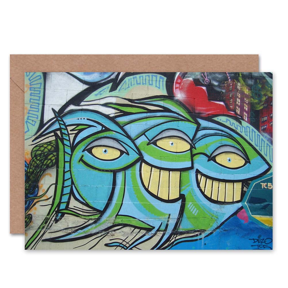 Graffiti Smile Fish Greetings Card Plus Envelope Blank inside - Walmart.com