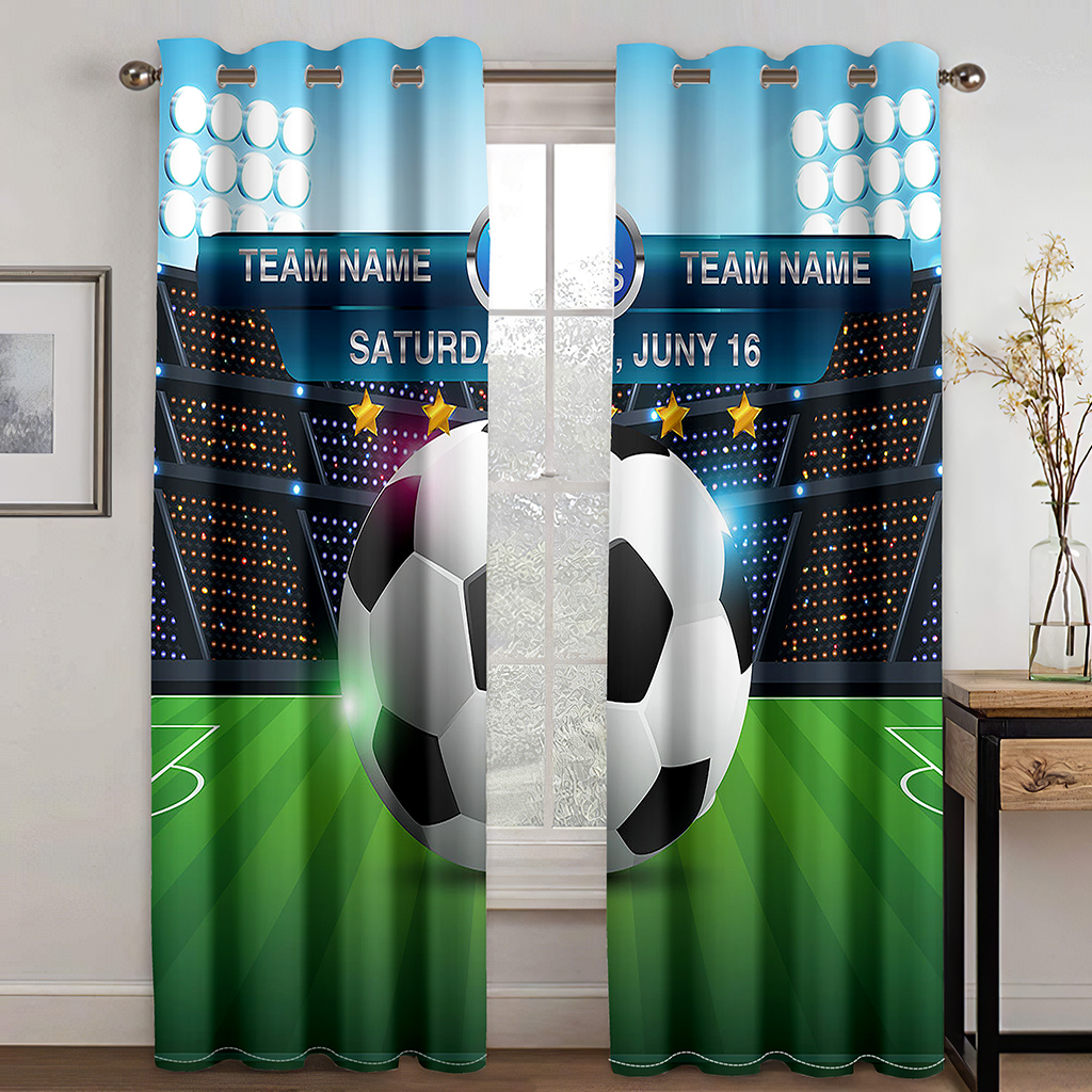 Graffiti Soccer Football Sports Window Curtains For Living Room Kids ...