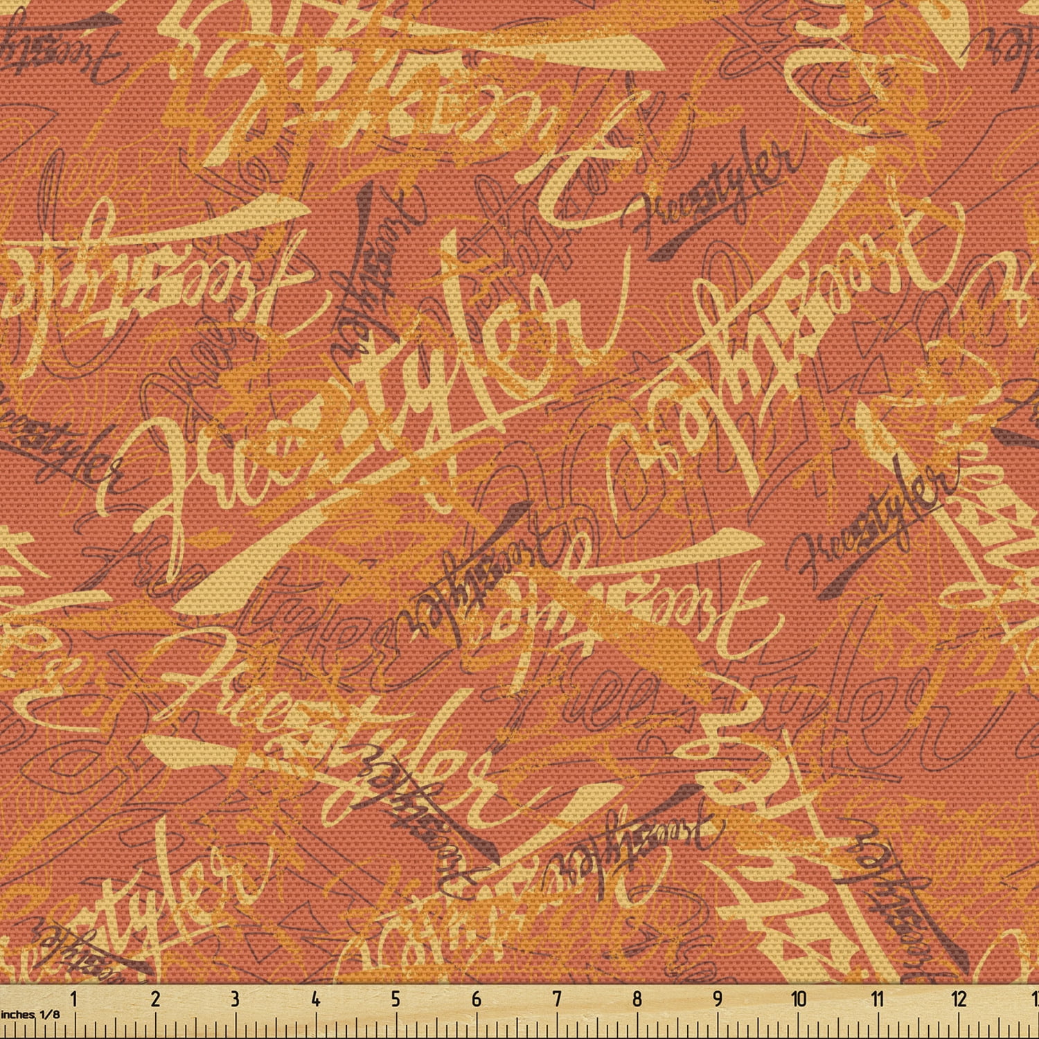 Ambesonne Graffiti Fabric by the Yard Upholstery, Tangerine Toned ...