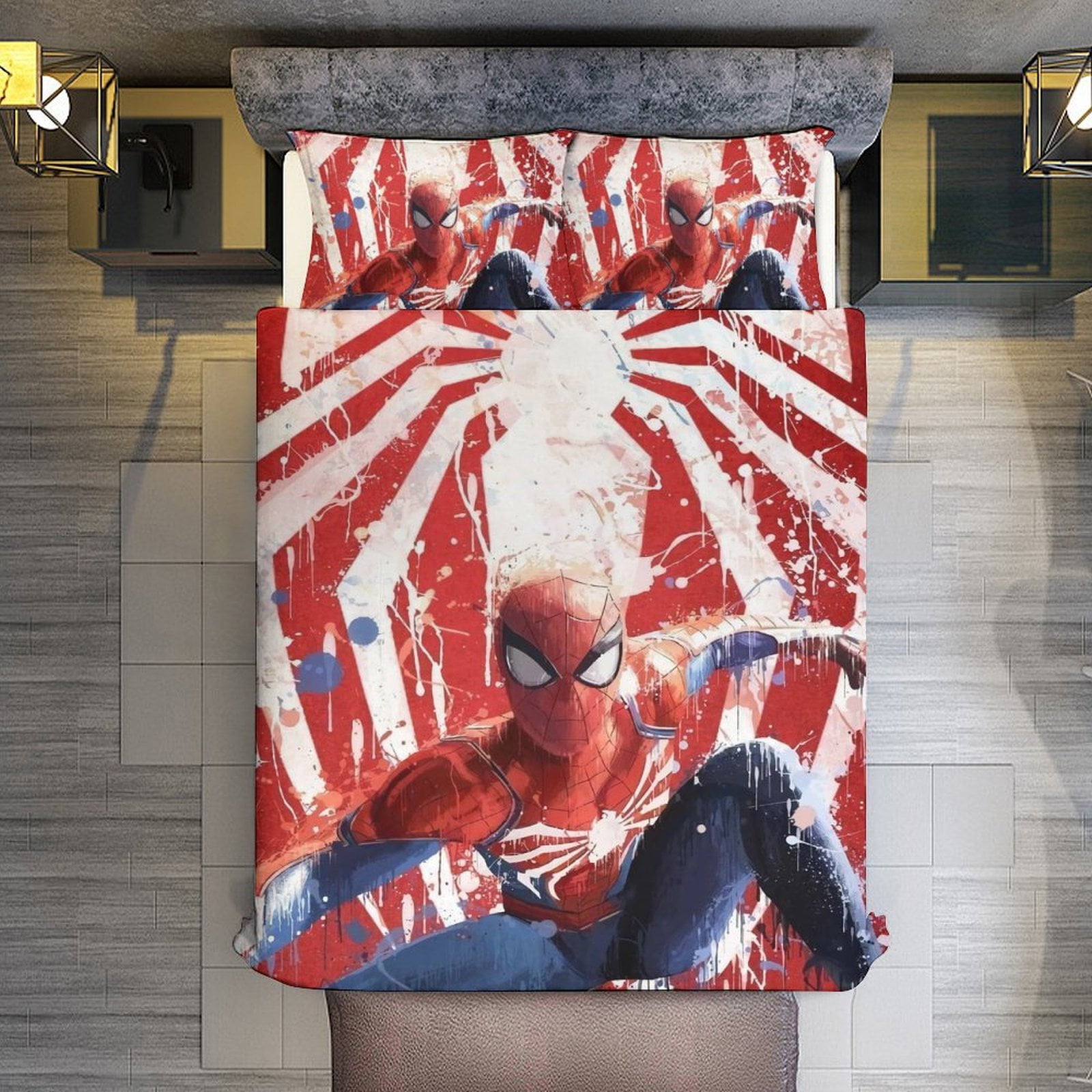 Graffiti Spider-Man Duvet Cover Set with 2 Pillowcases for All Seasons ...