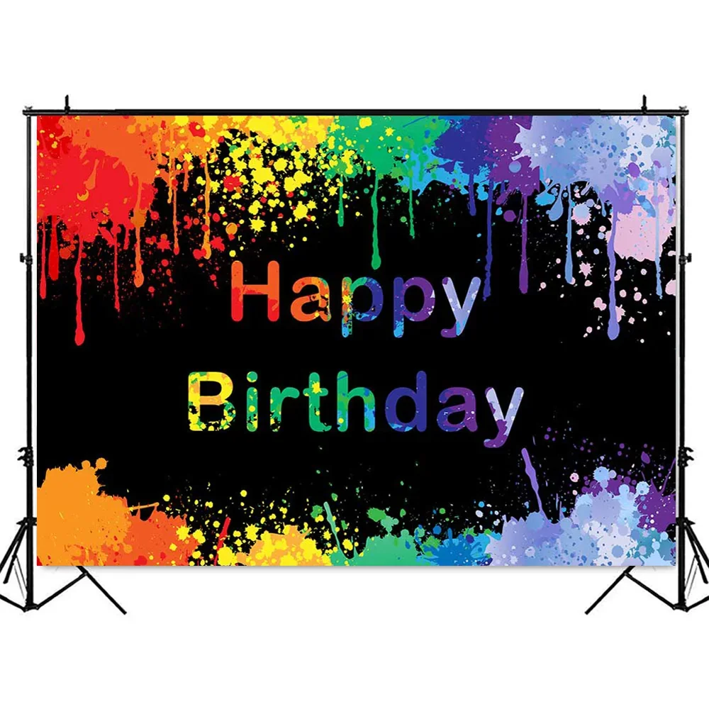 Graffiti Splatter Painting Themed Birthday Backdrop for Party ration ...