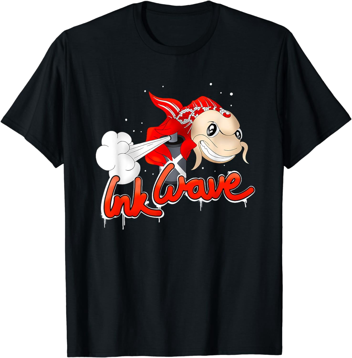 Graffiti Sprayer Koi Fish Ink Wave Street Style Cartoon T-Shirt ...
