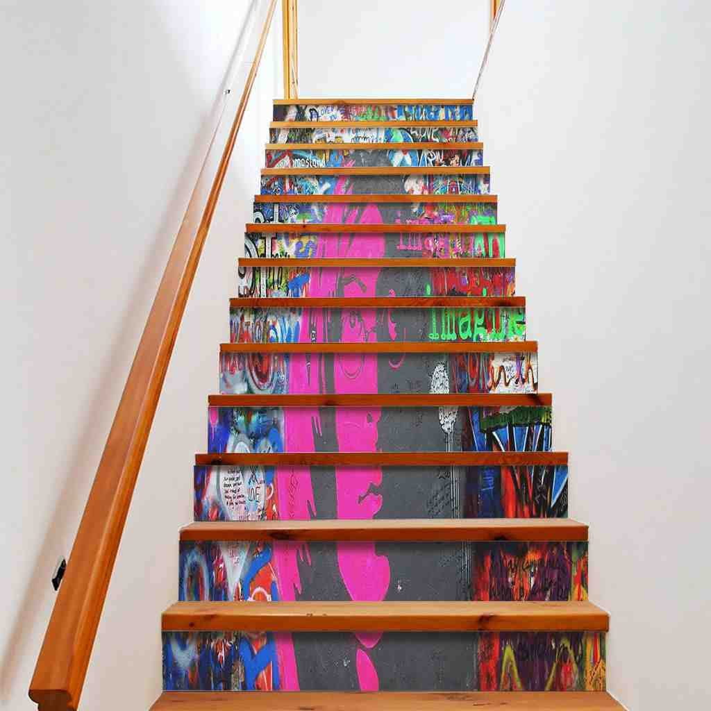 Graffiti Stair Stickers Hip Hop Street Wall Art Staircase Decals ...