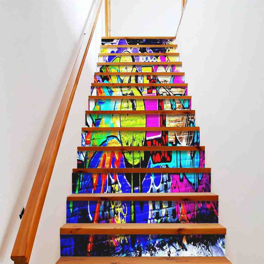 Graffiti Stair Stickers Hip Hop Street Wall Art Staircase Decals ...