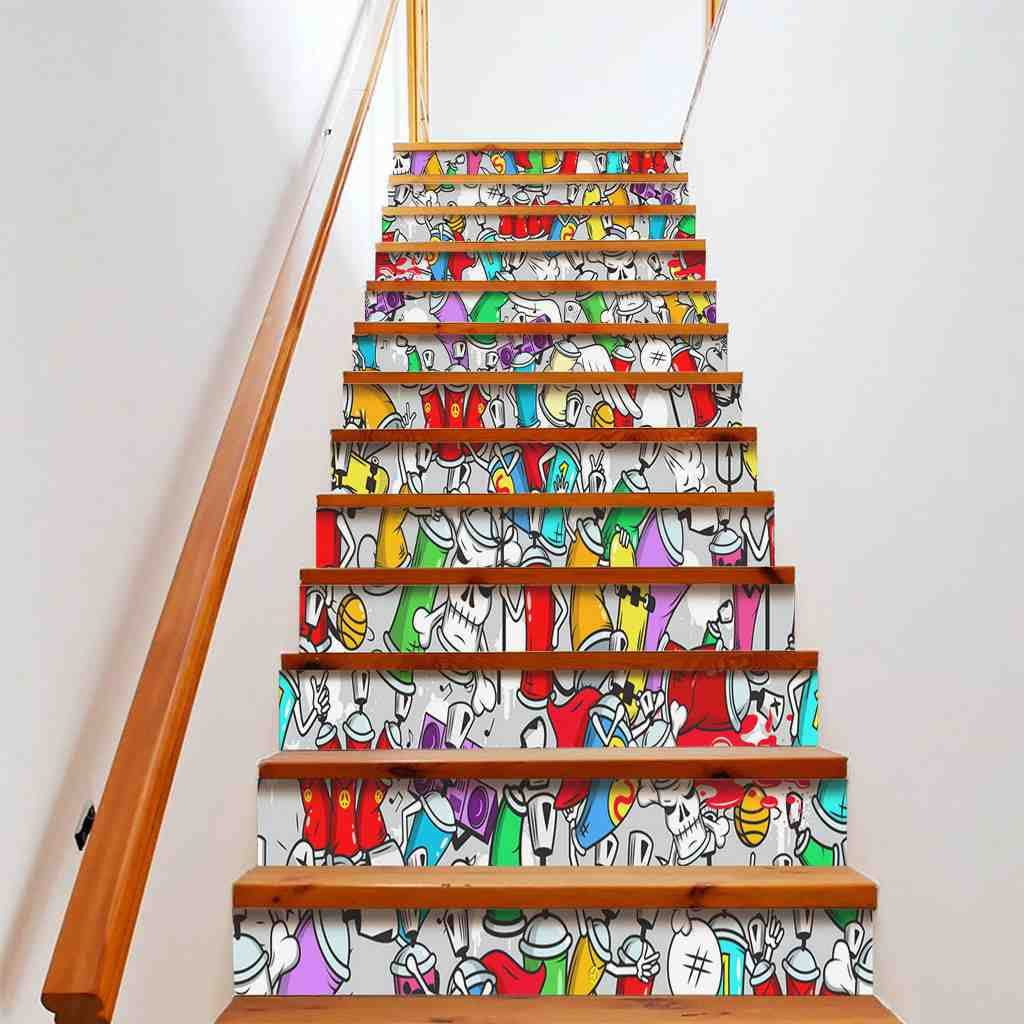 Graffiti Stair Stickers Hip Hop Street Wall Art Staircase Decals ...