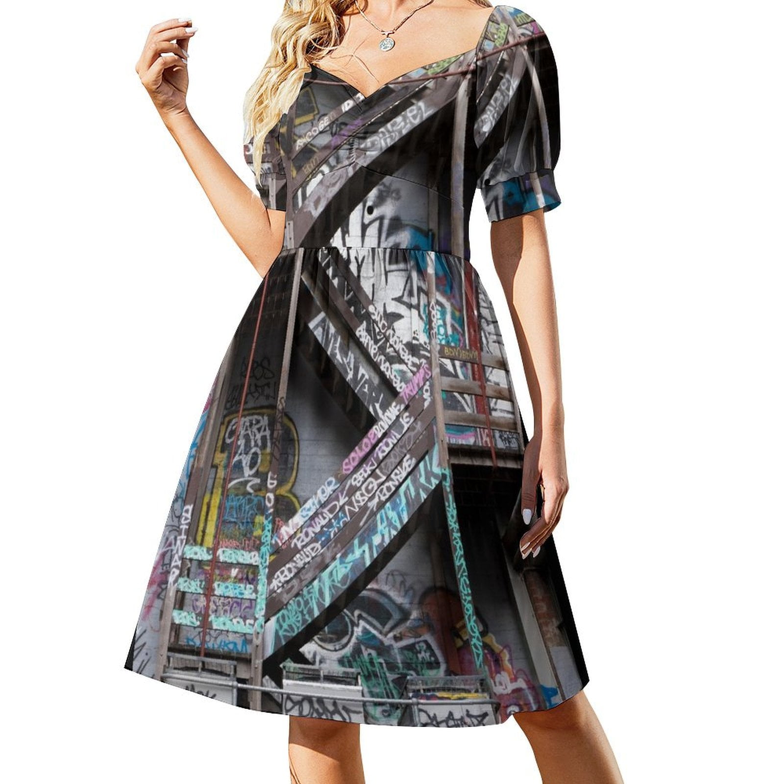 Graffiti Stairs Dress evening dress dresses summer luxury women's party ...