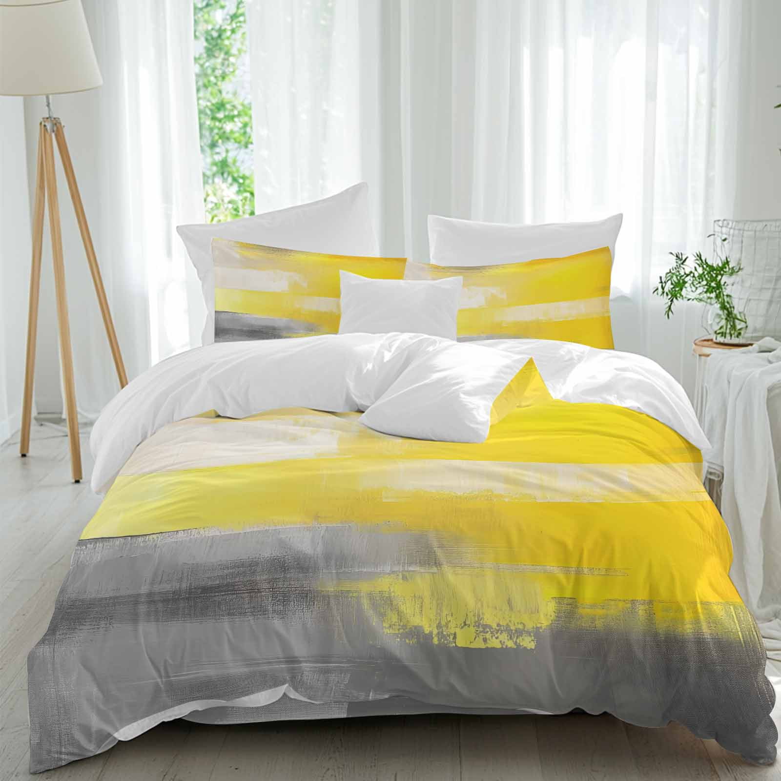 Graffiti Street Art 4 Piece Duvet Cover Set Twin Size Gray Yellow ...