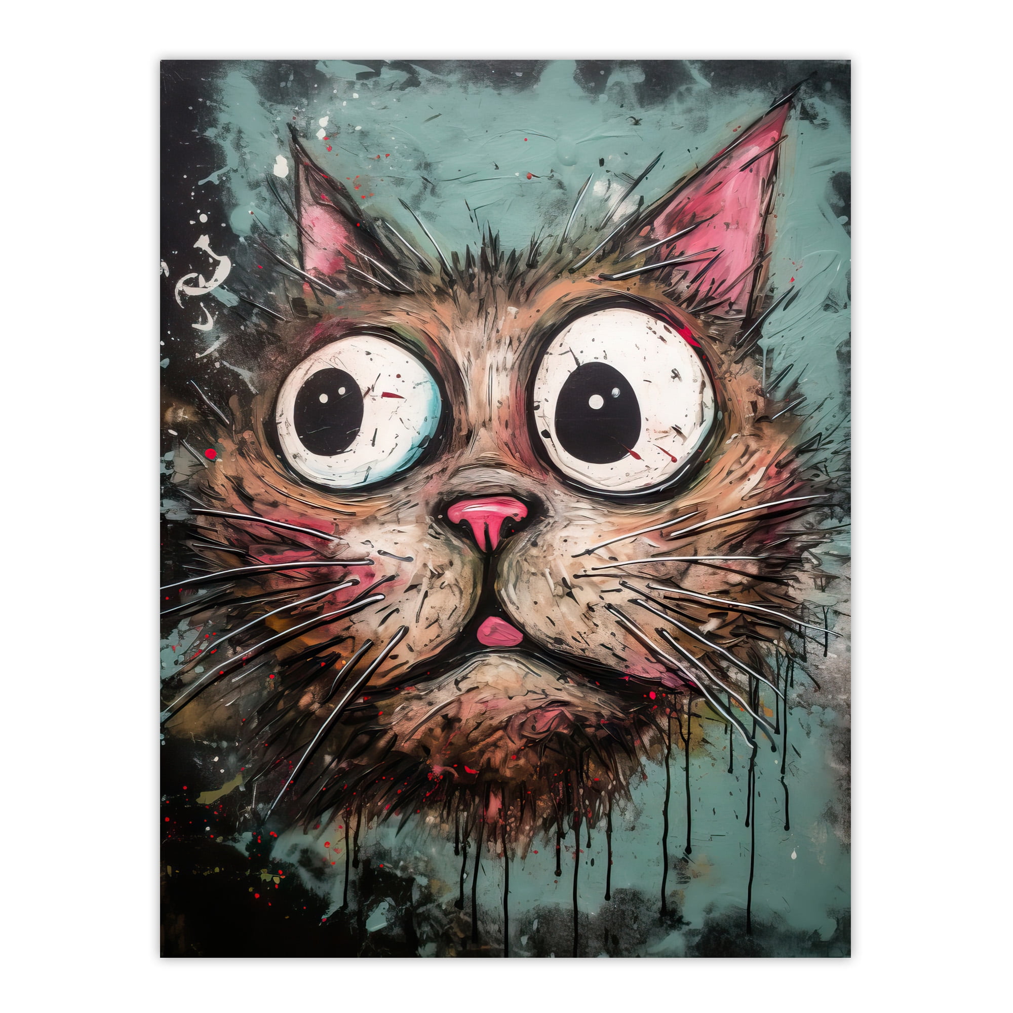 Graffiti Street Art Bug Eyed Cat Artwork By Tom Jones Large Wall Art ...