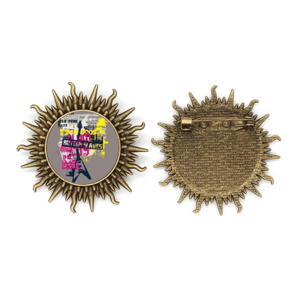 Graffiti Street Culture Colorful Guitar Pattern Metall Sonne Brosche ...