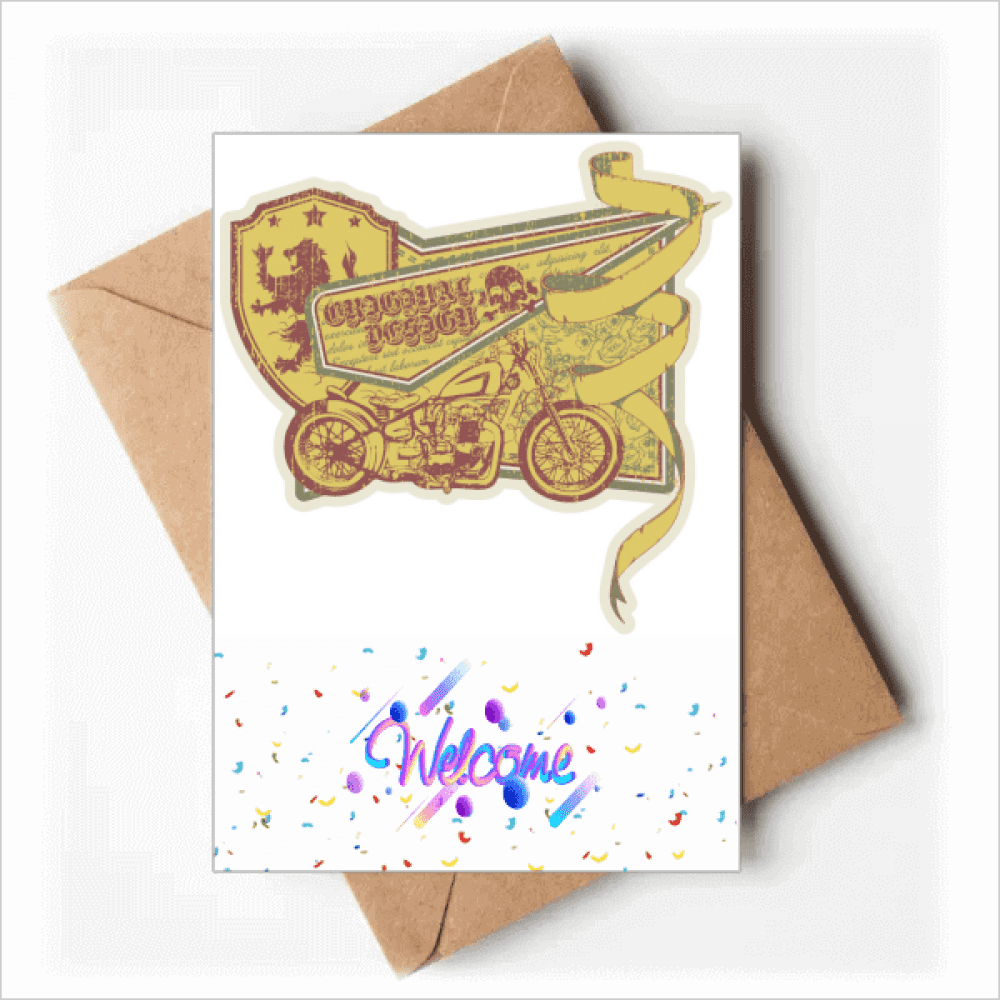 Graffiti Street Culture Yellow Motorcycle Pattern Welcome Back Greeting ...